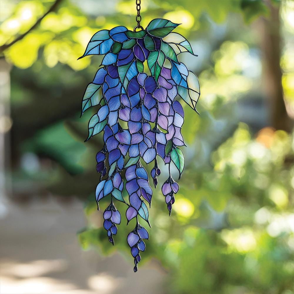 Acrylic Suncatcher Window Hanging 6-12 Inch Purple Wisteria Flower ...