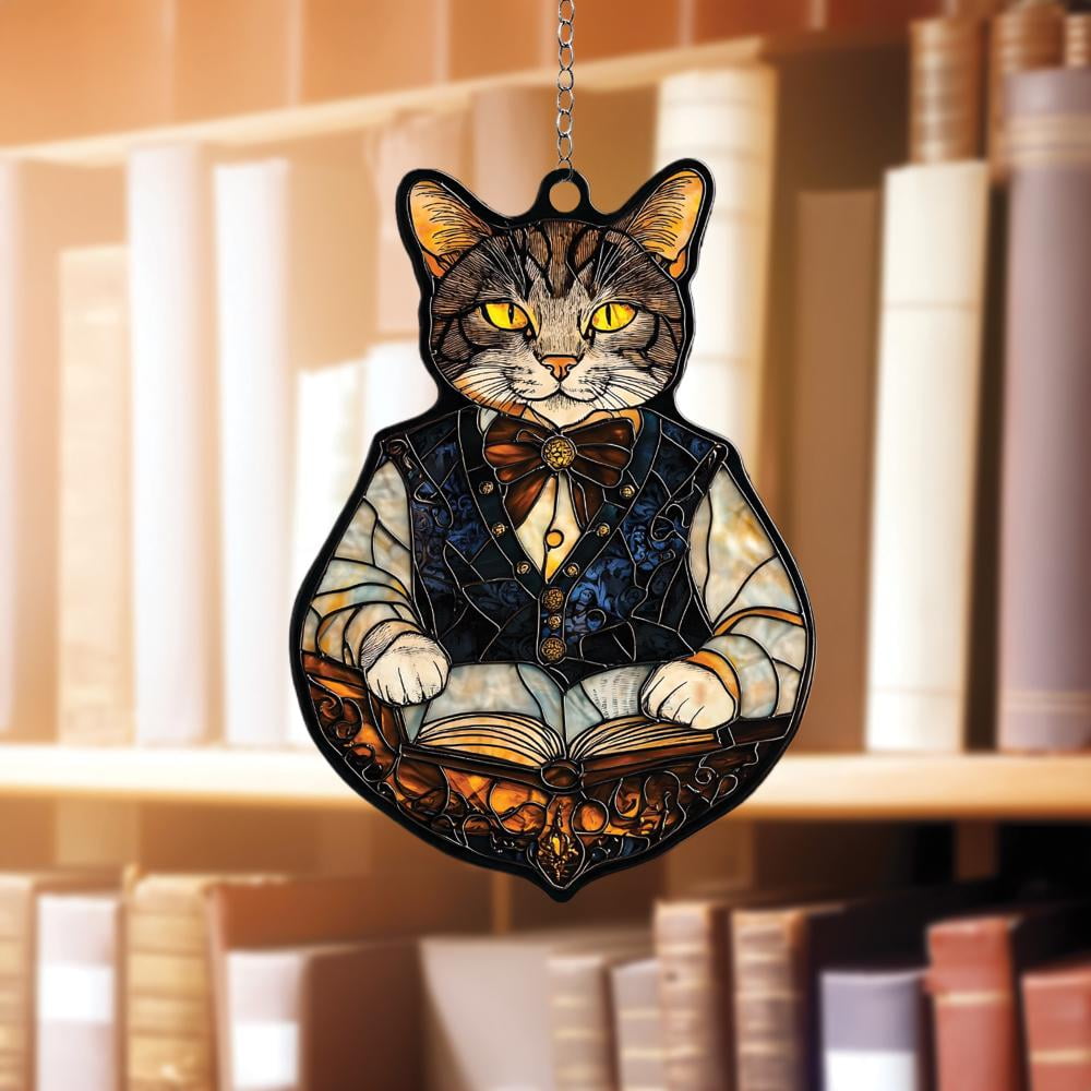 Acrylic Suncatcher Window Hanging 6-12 Inch Vintage Gentleman Cat ...