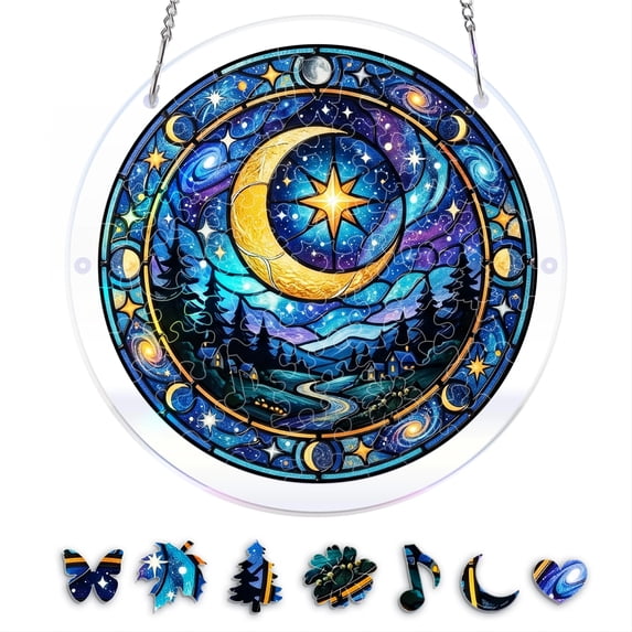 Acrylic Suncatcher Window Hanging Puzzle 83 Piece Round Panel with ...