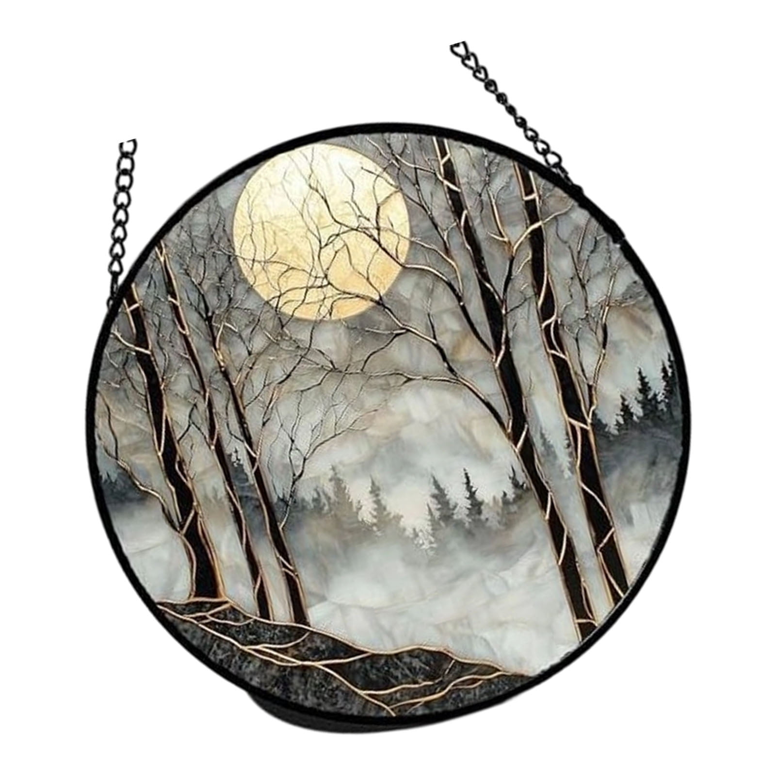 Acrylic Suncatchers Stained Glass Sunset Mountains Landscape Pattern ...