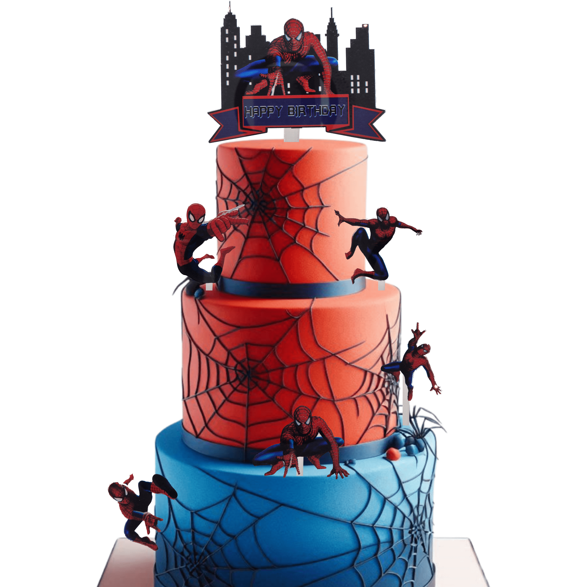 ECC Party Supply Acrylic Spider Superhero Cake Topper Set, Red and Blue ...