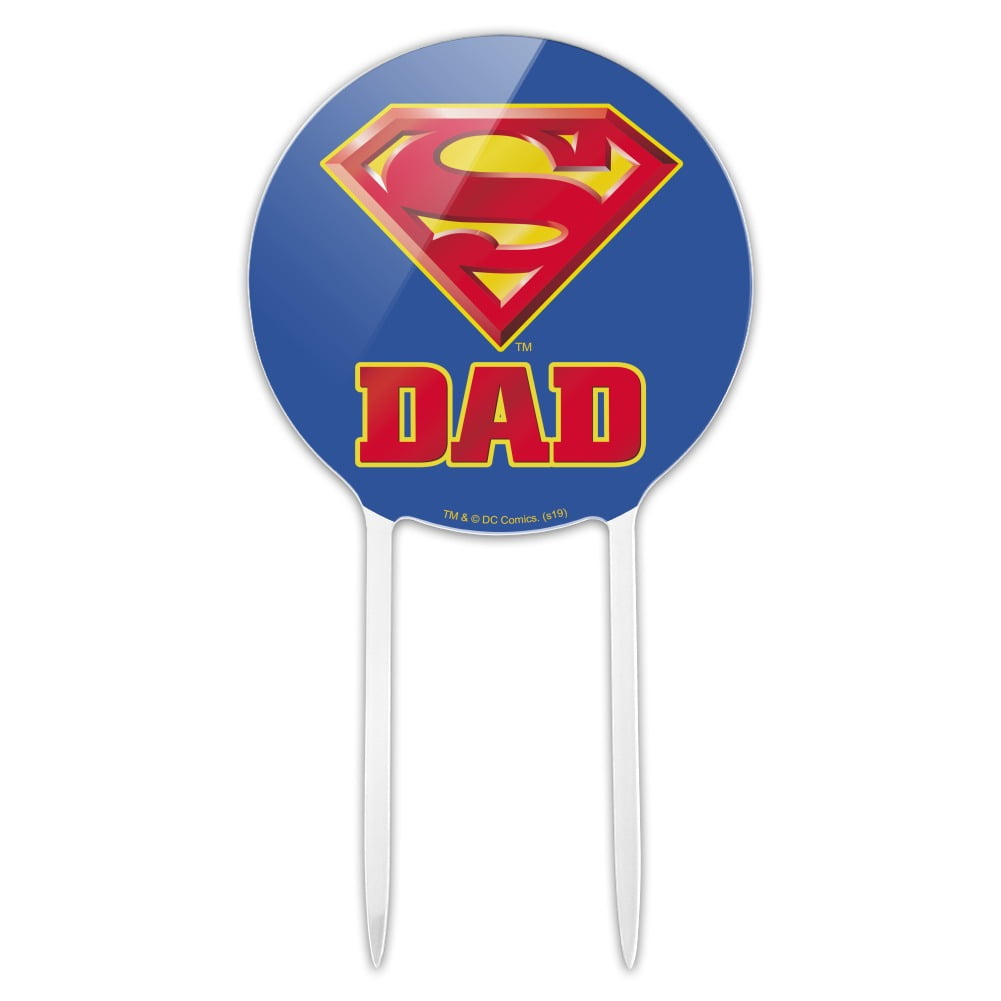 Acrylic Superman Super Dad Shield Logo Cake Topper Party Decoration for ...