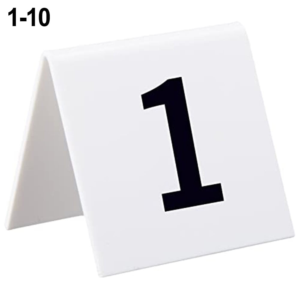 Acrylic Table Tent Sign Table Number Signs 1 - 10 Table Numbering white ...