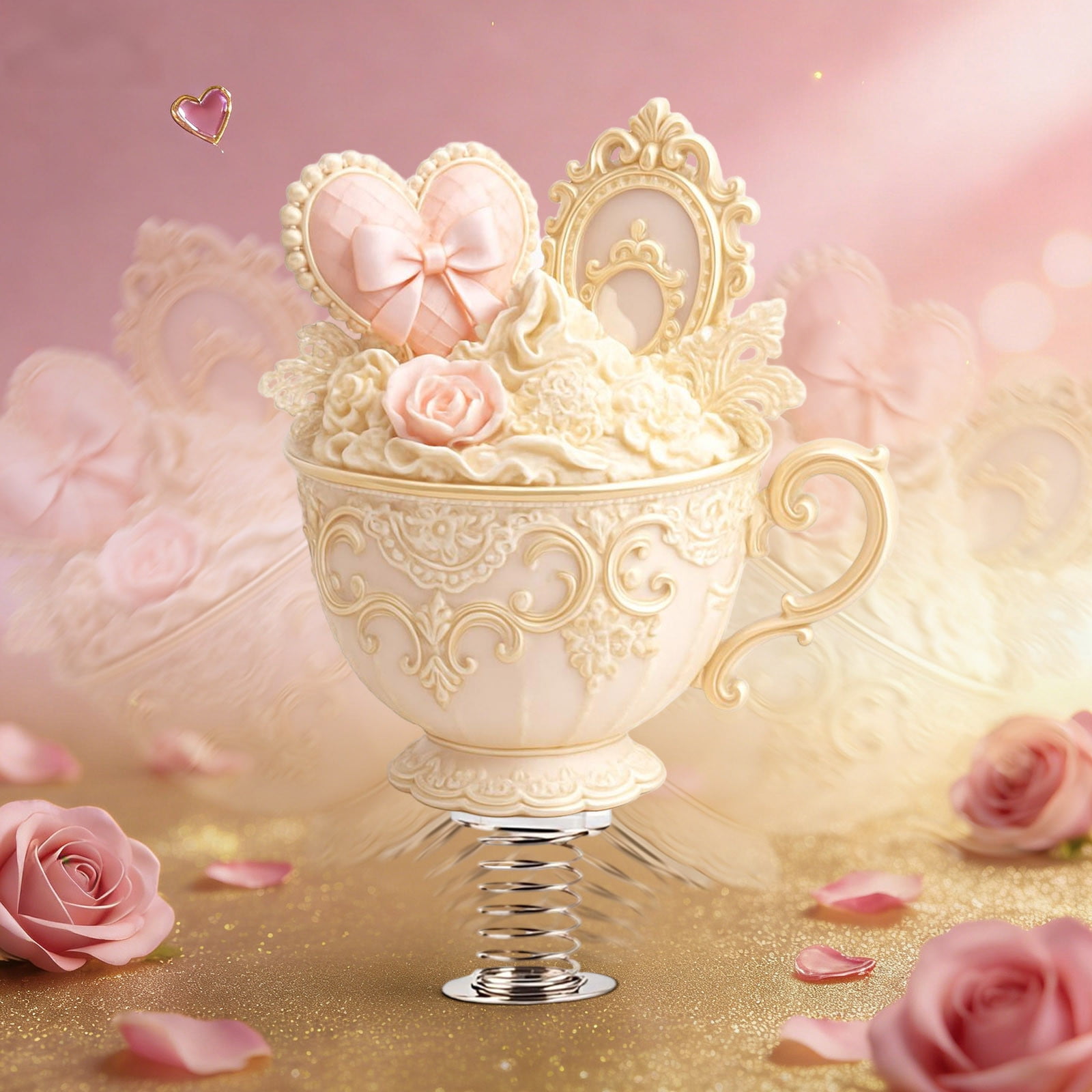Acrylic Tea Cup Ornament, Rocking Desk Decoration Gift for Lovers and ...