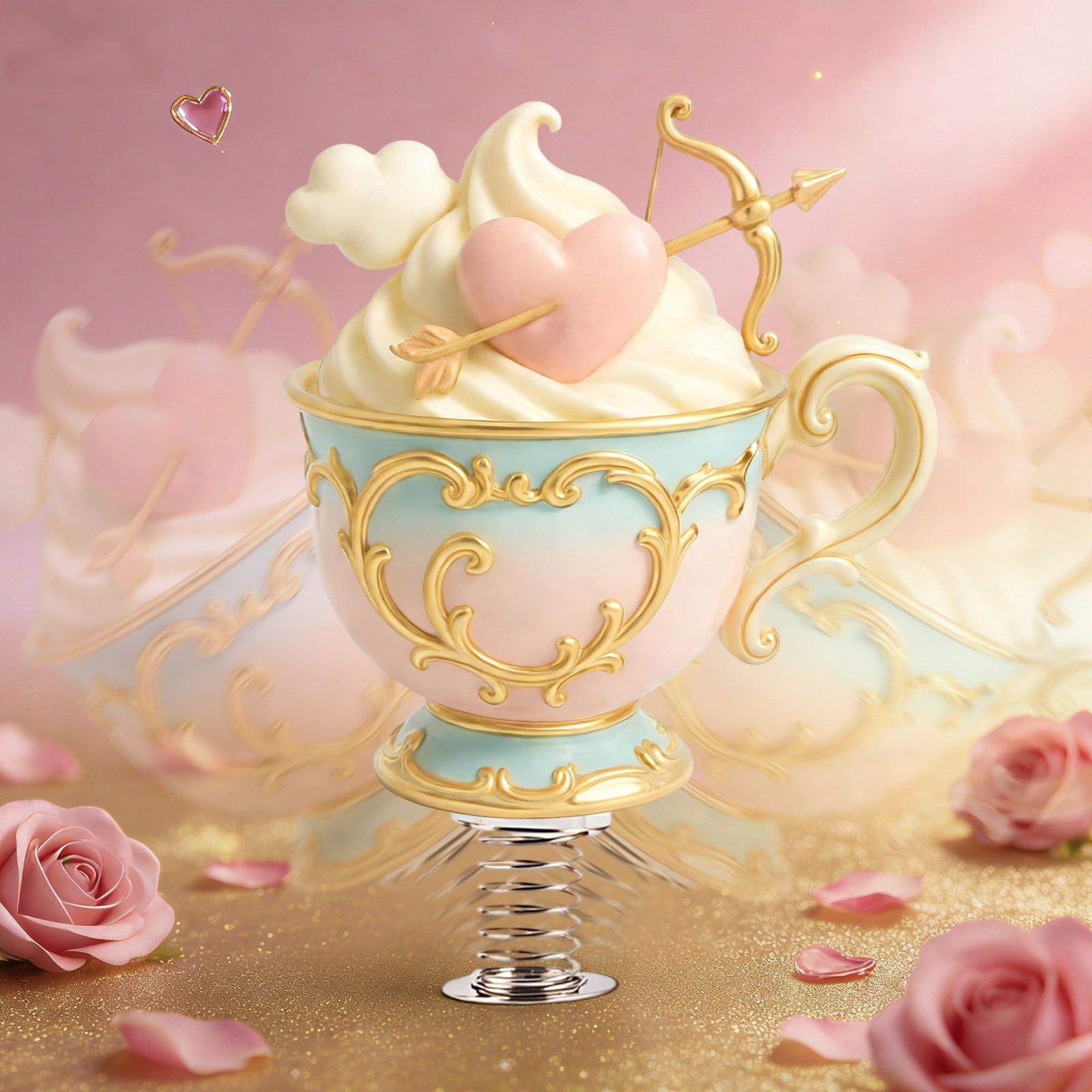 Acrylic Tea Cup Rocking Ornament | Romantic Rose Desktop Decoration ...