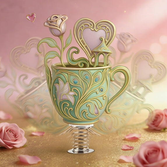 Acrylic Tea Cup Rocking Ornament | Romantic Rose Desktop Decoration ...
