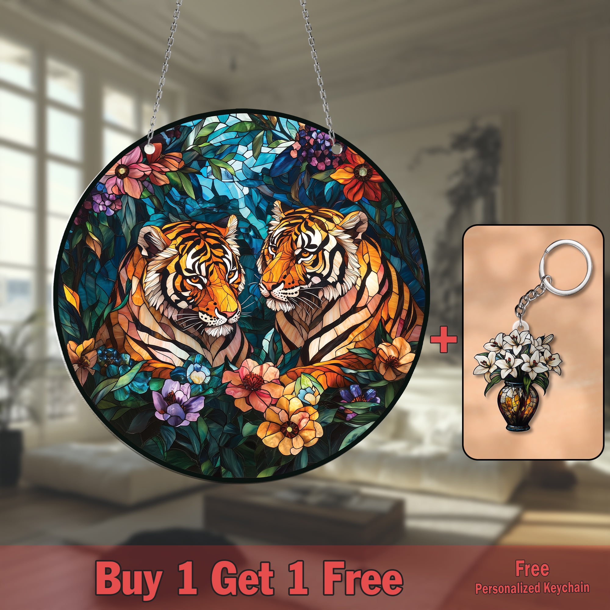 Acrylic Tiger Window Hanging – Majestic Sun Catcher for Home & Garden ...