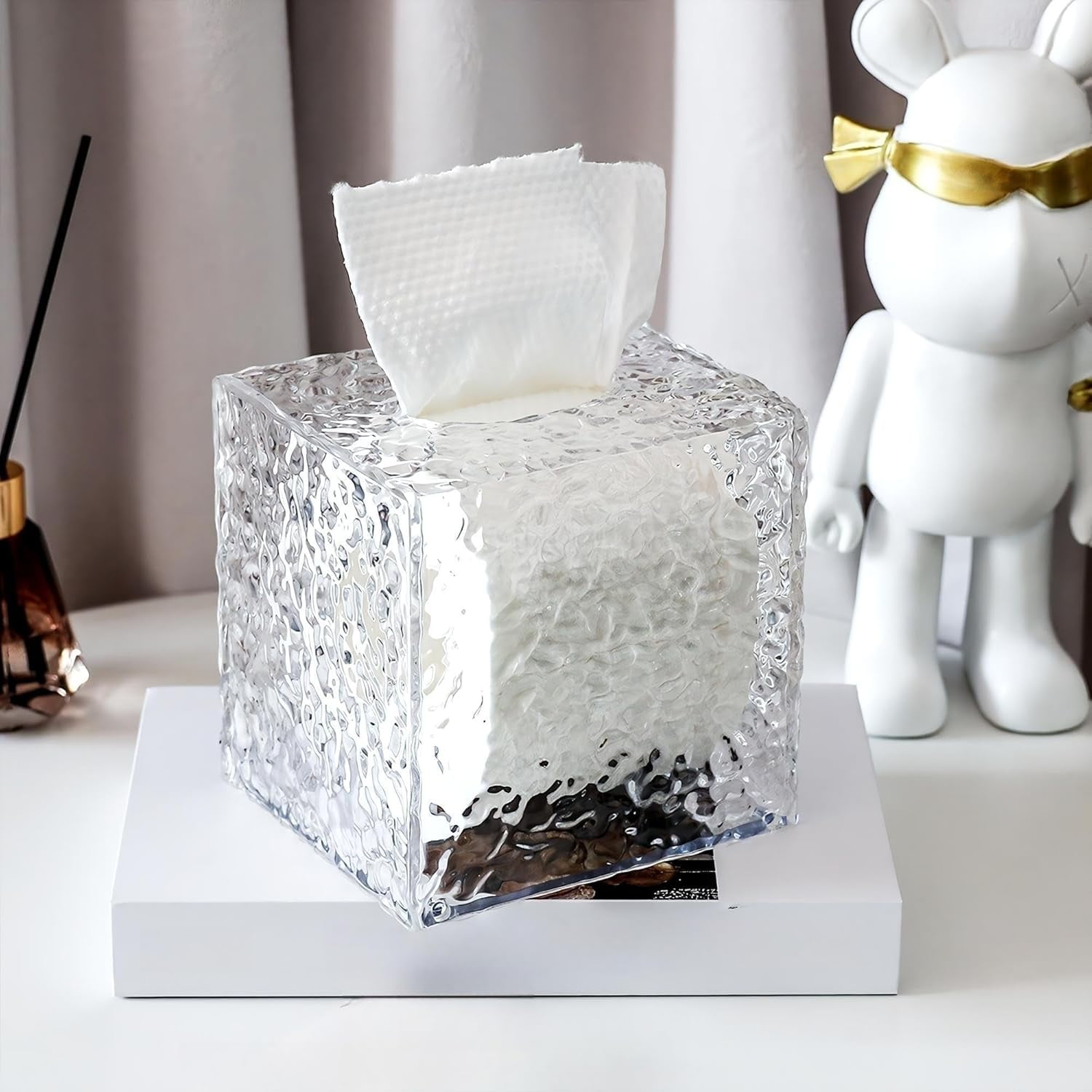 Acrylic Tissue Box Tissue Dispenser Dryer Sheet Holder,Clear Water ...