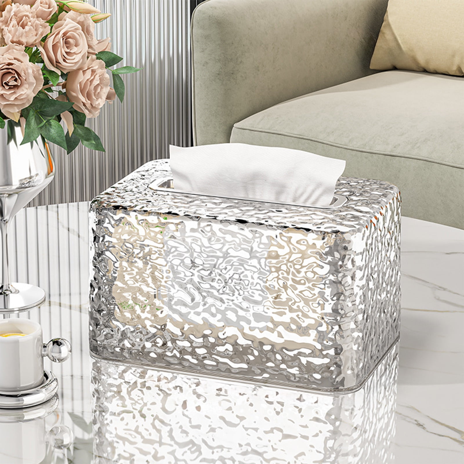 Acrylic Tissue Box Holder Organizer | Clear White Plastic Dispenser for ...