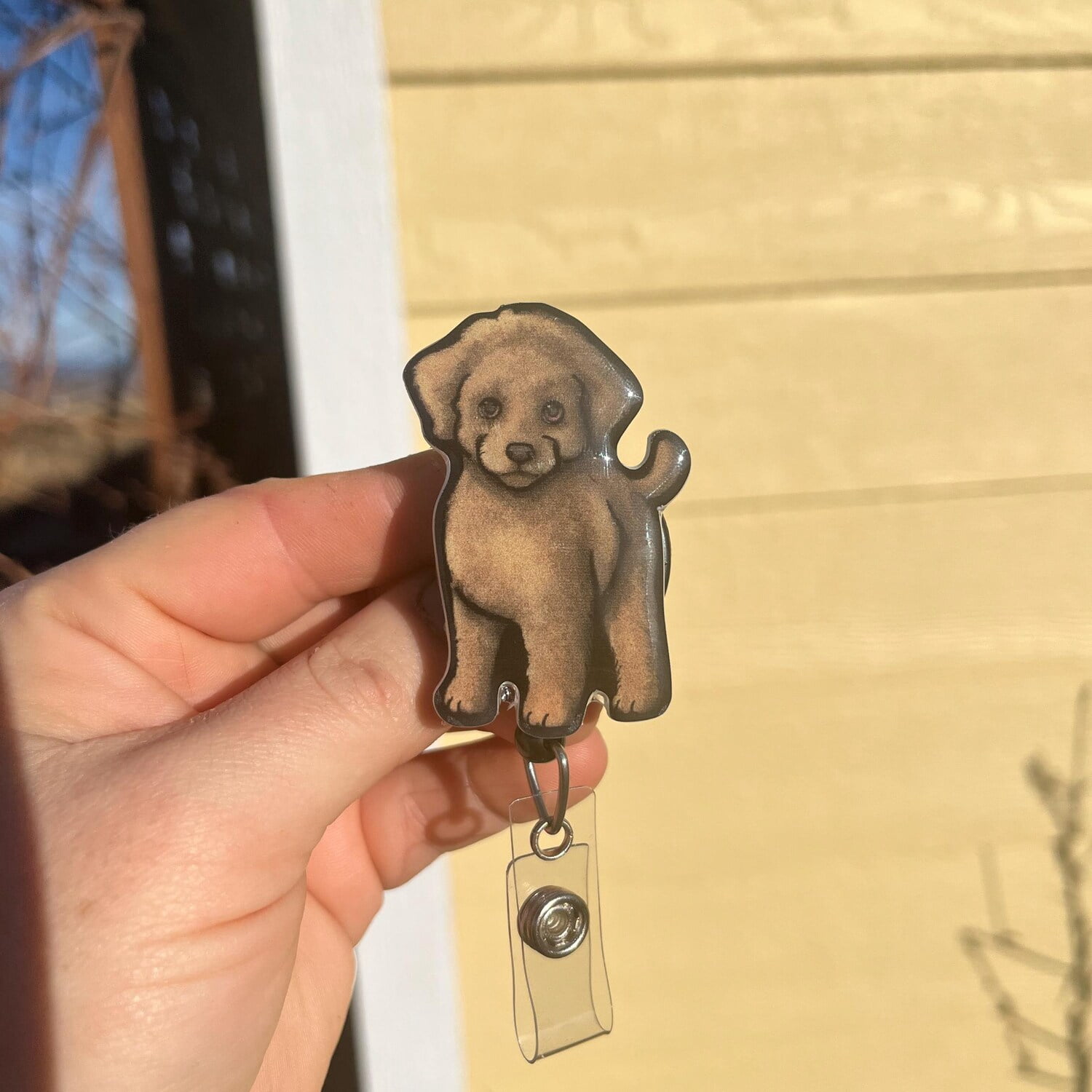 Acrylic Toy Poodle Badge Reel ID holder: Gift for Dog Lovers, nurses ...