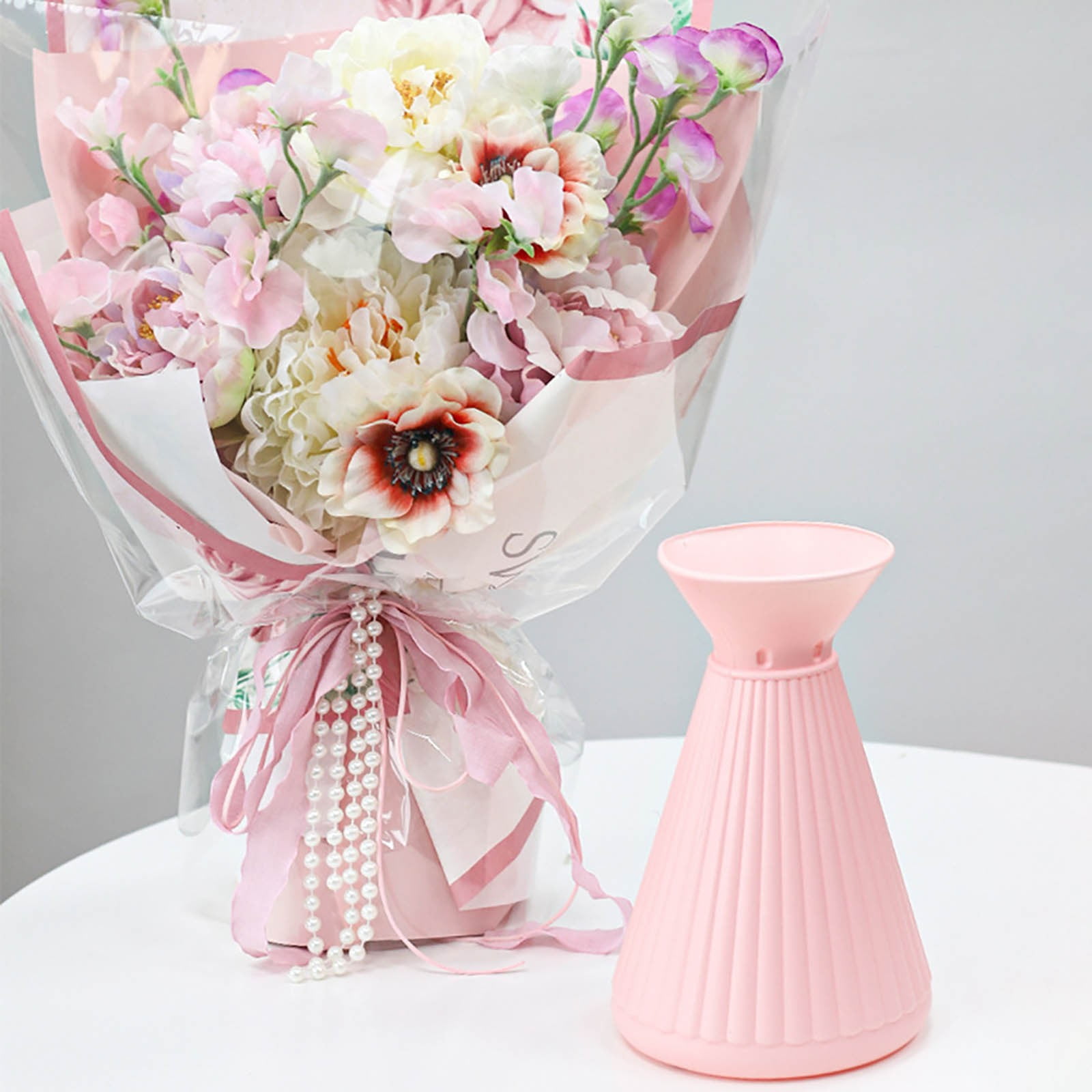 Acrylic Transparent Plastic Flower Bouquet Vase, 23x15x15cm, Hand ...