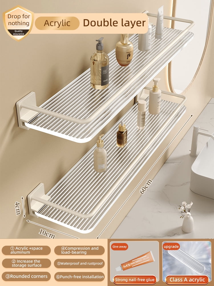 Acrylic Transparent Wall Storage Rack Cosmetic Makeup Storage Tray ...