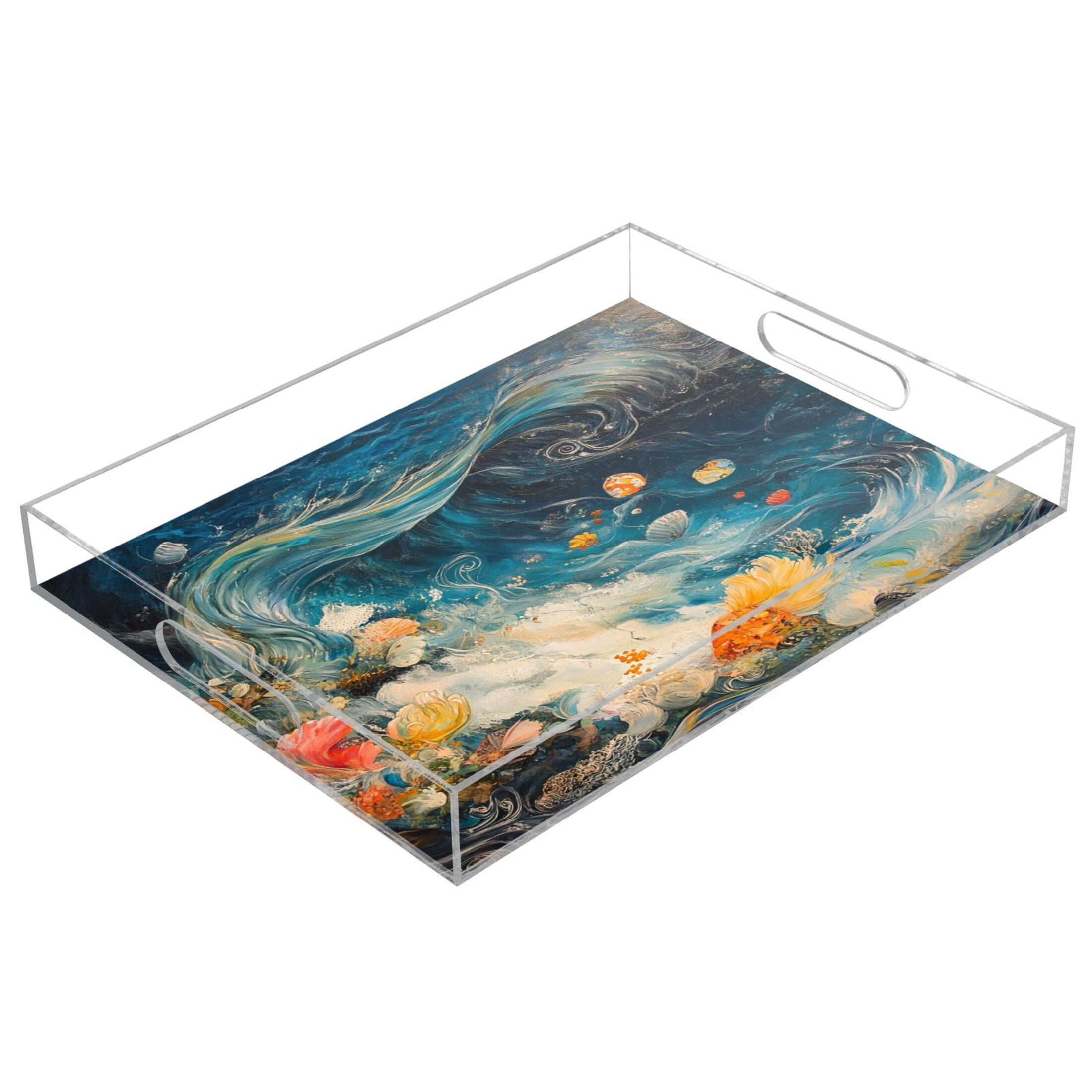 Acrylic Tray 15.7*11.8*1.9 Inch Transparent Tray Food Tray Tea Cup Tray ...