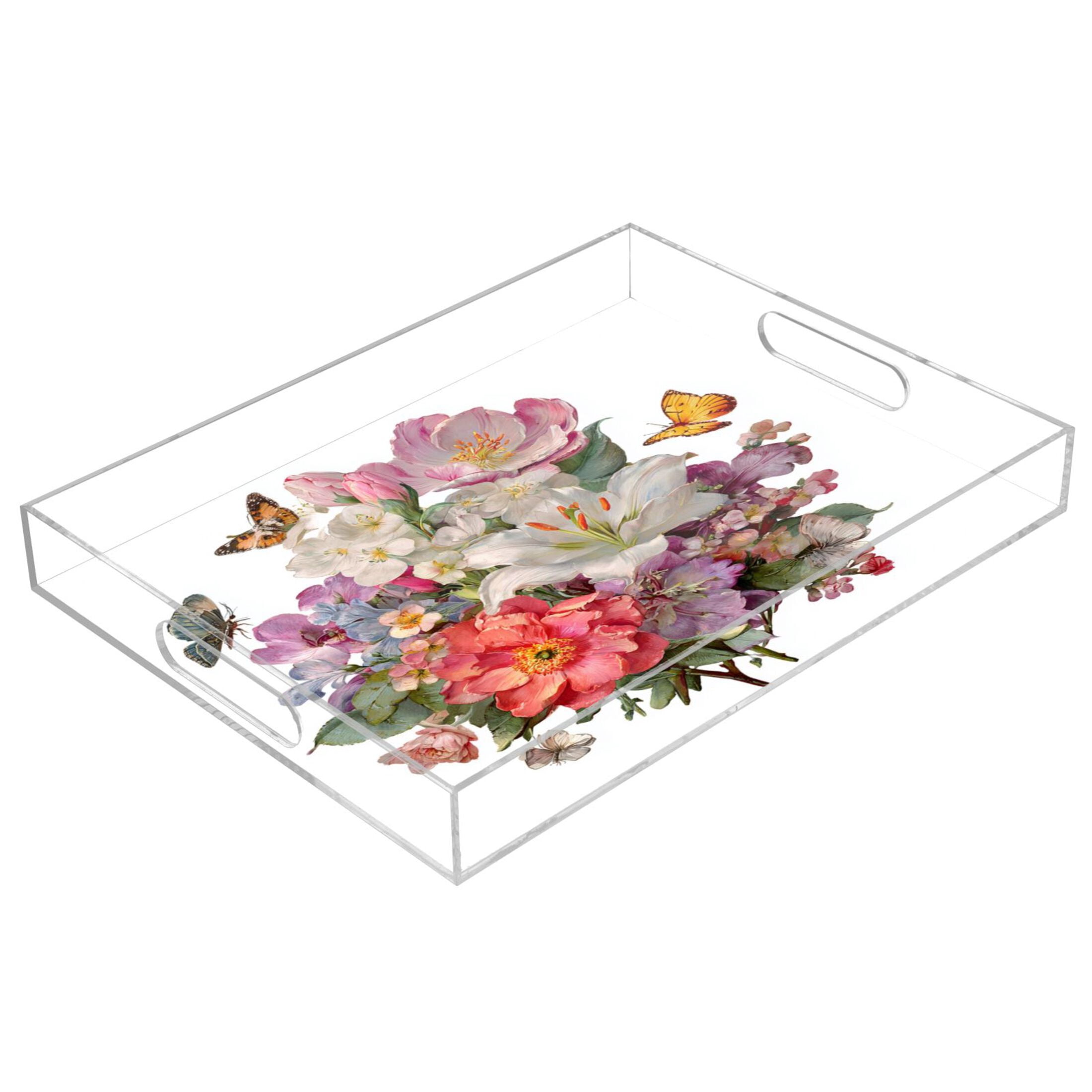 Acrylic Tray 15.7*11.8*1.9 Inch Transparent Tray Food Tray Tea Cup Tray ...
