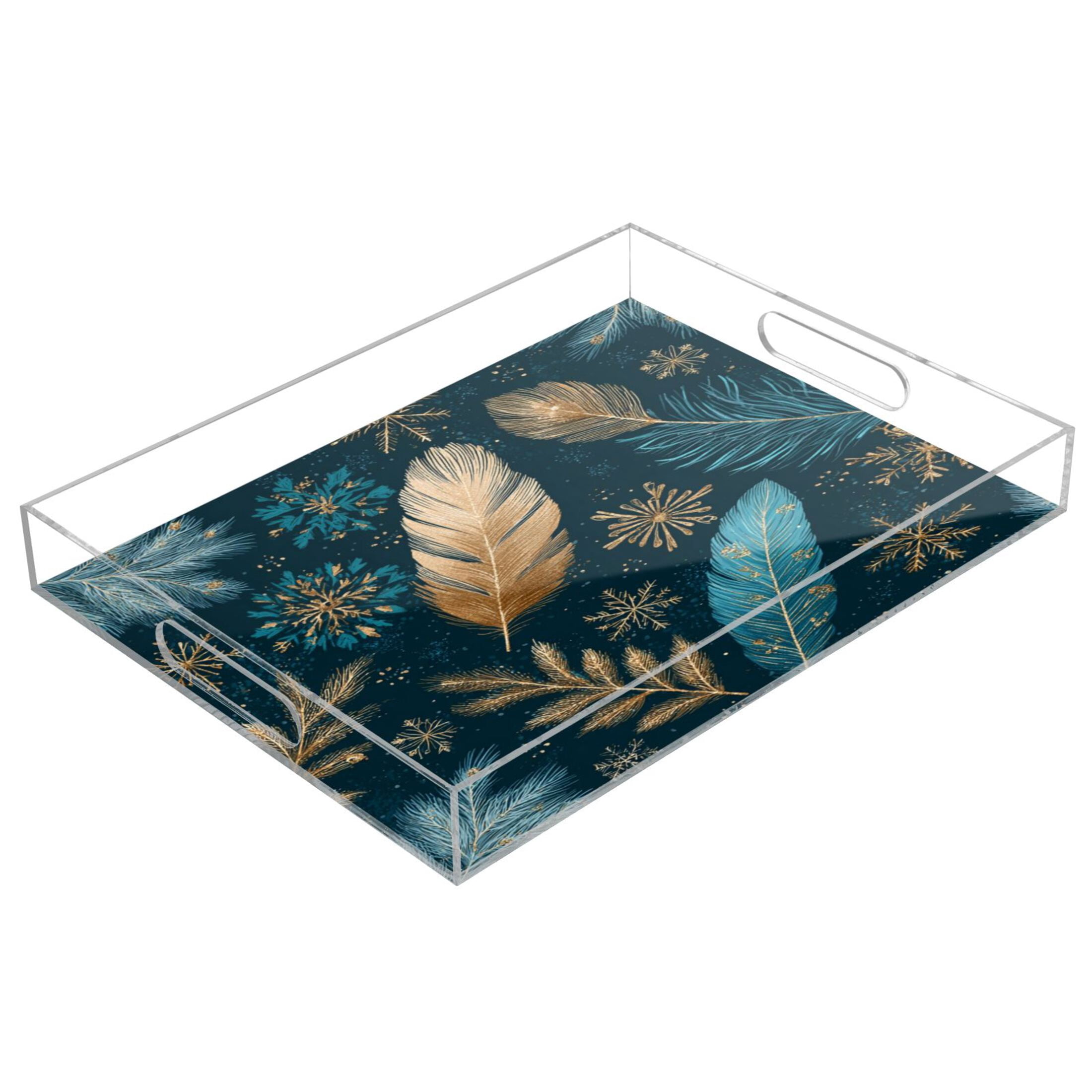 Acrylic Tray Clear Serving Tray Rectangle Decorative Tray with Cut ...