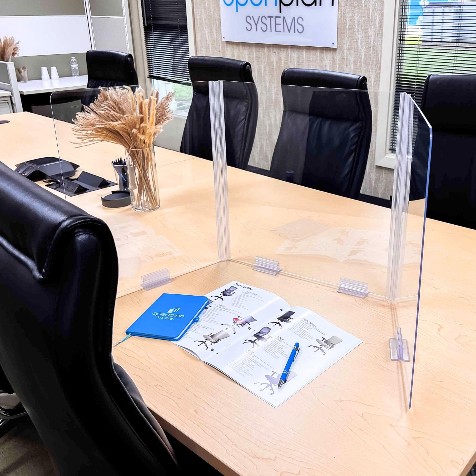 Acrylic Tri-Fold Sneeze Guard Partition 2 Pack, 52 x 20 Inch Clear ...