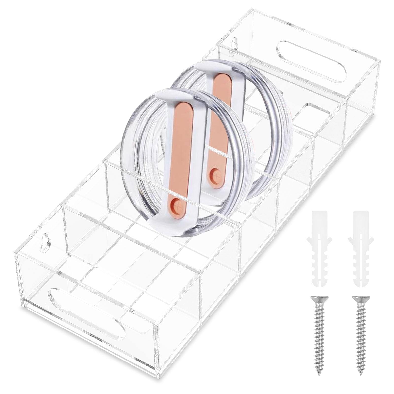 Acrylic Tumbler Lid Organizer with Removable Dividers and Handles Clear ...