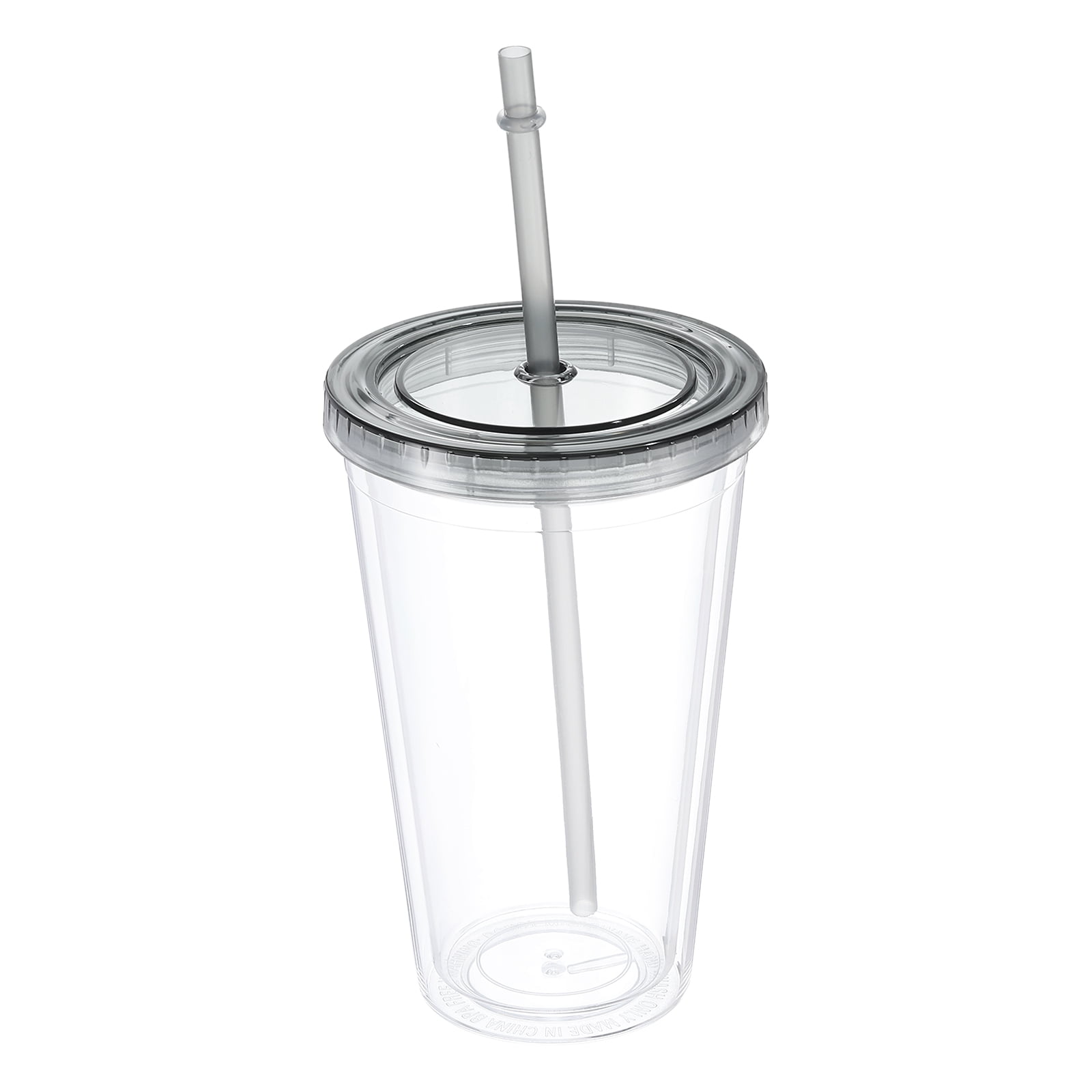 Acrylic Tumbler with Lid and Straw, 16 Oz Reusable Double Wall Cups ...