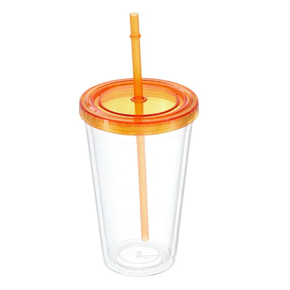 AOMRCOL 1 Pcs Clear Acrylic Tumblers with Lids and Straw,20 Oz Double ...