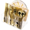 Acrylic Utensil Caddy with Bamboo Handle, Clear Silverware Organizer ...
