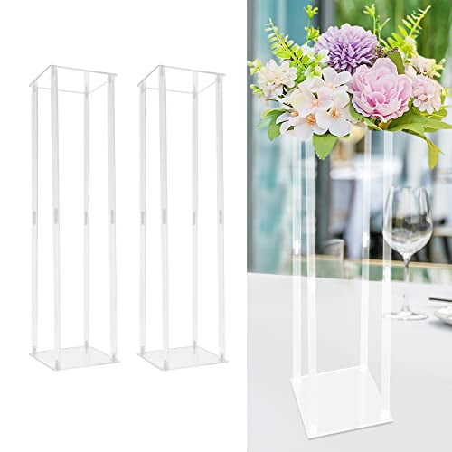 Acrylic Vases Wedding Centerpieces for Tables, 2 Pcs Clear Column ...