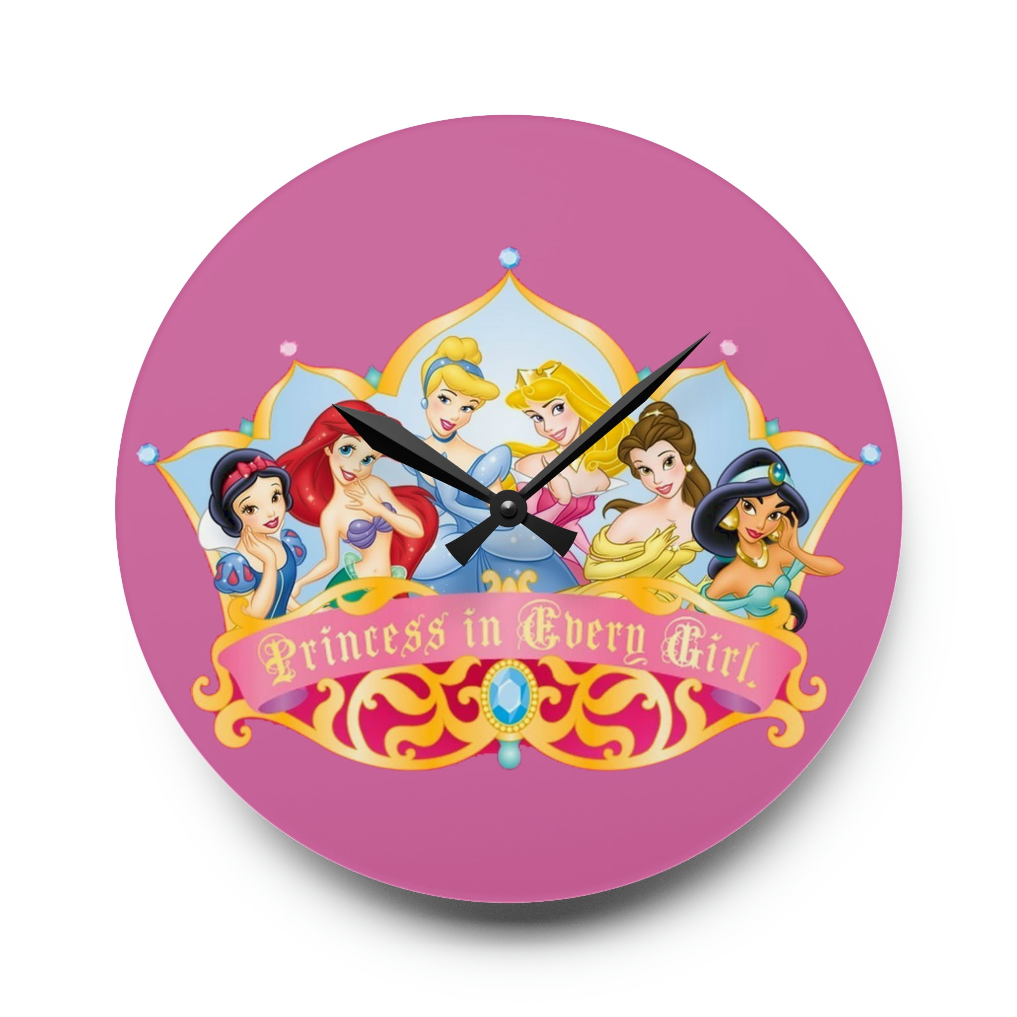 Acrylic Wall Clock | Cinderella, Belle, Ariel, Jasmine, Sleeping Beauty ...