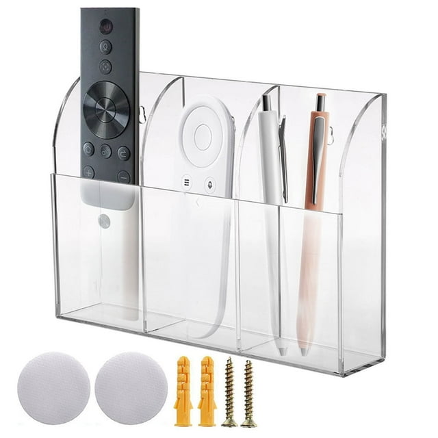 Acrylic Wall Mount Remote Control Holder Transparent Media Storage Box ...