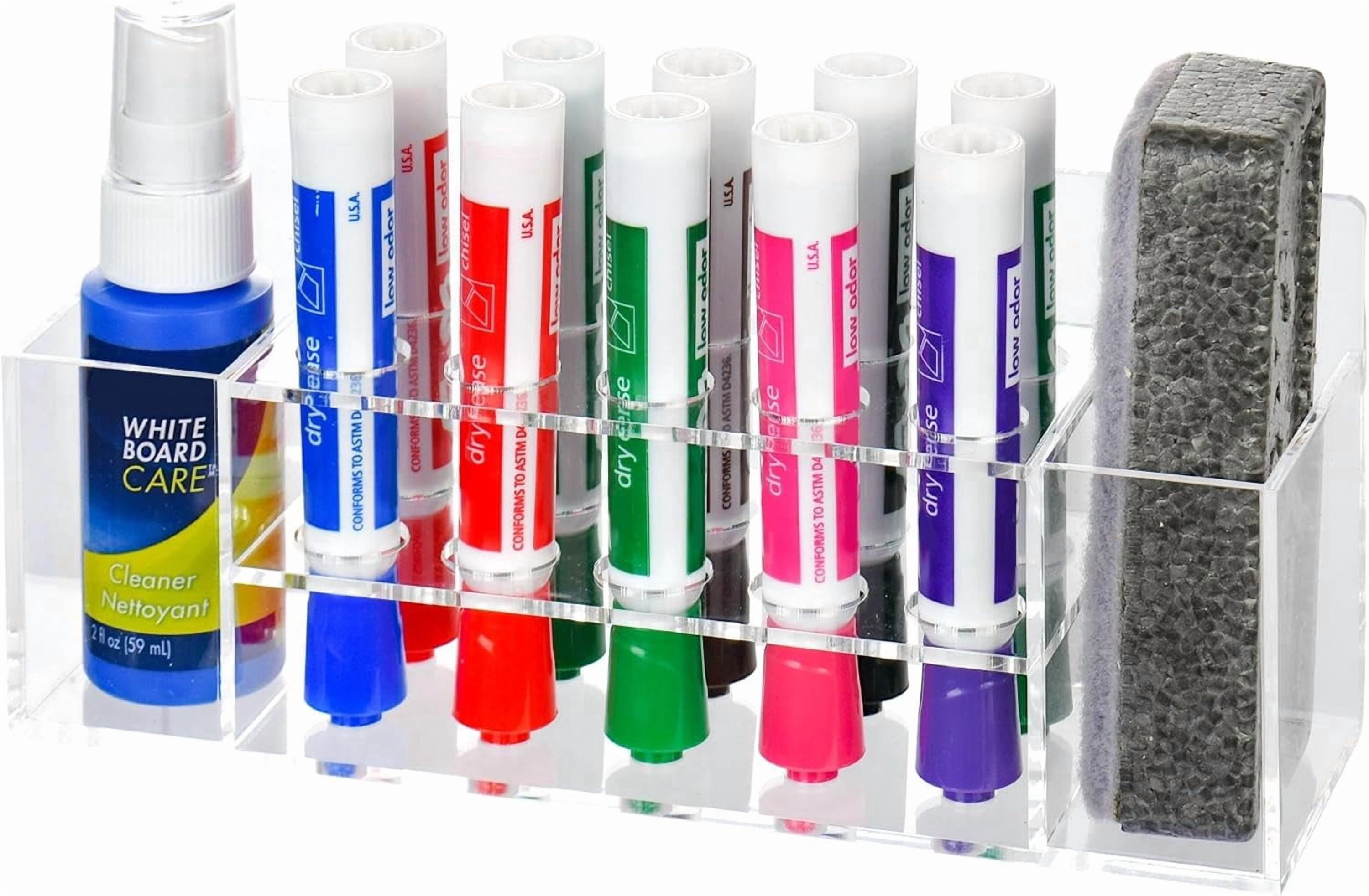 Acrylic Wall Mounted Dry Erase Marker Holder, 10 Slots Clear Marker Pen ...