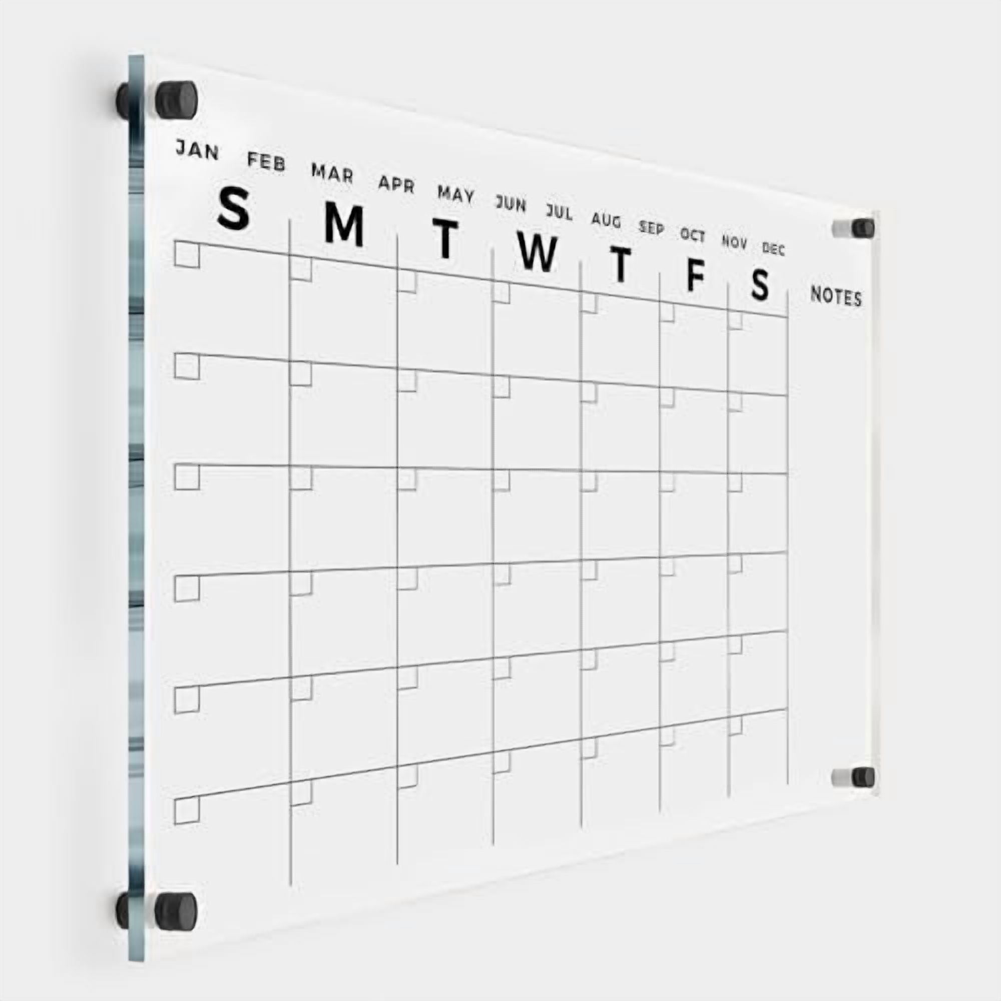 Acrylic Wall Premium Calendar with Black Hardware - Monthly and Weekly ...