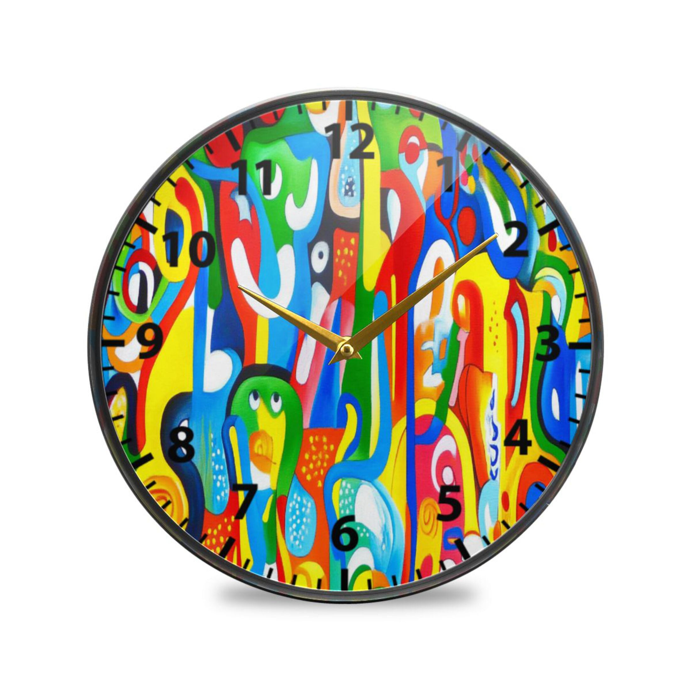 Abstract Art Design Wall Clock Modern Decor Acrylic Clock Golden Hands ...