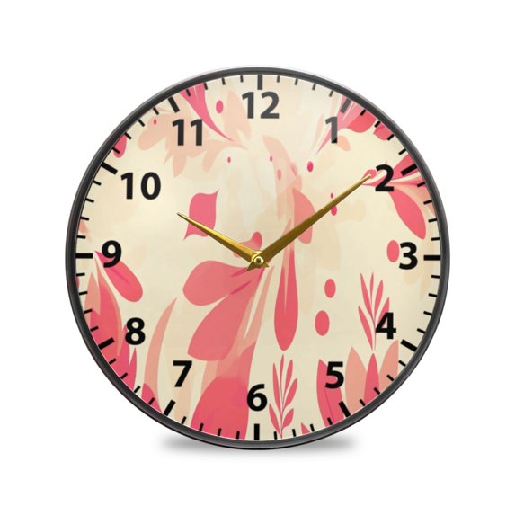 Abstract Flowers Design Wall Clock Modern Decor Acrylic Clock Golden ...