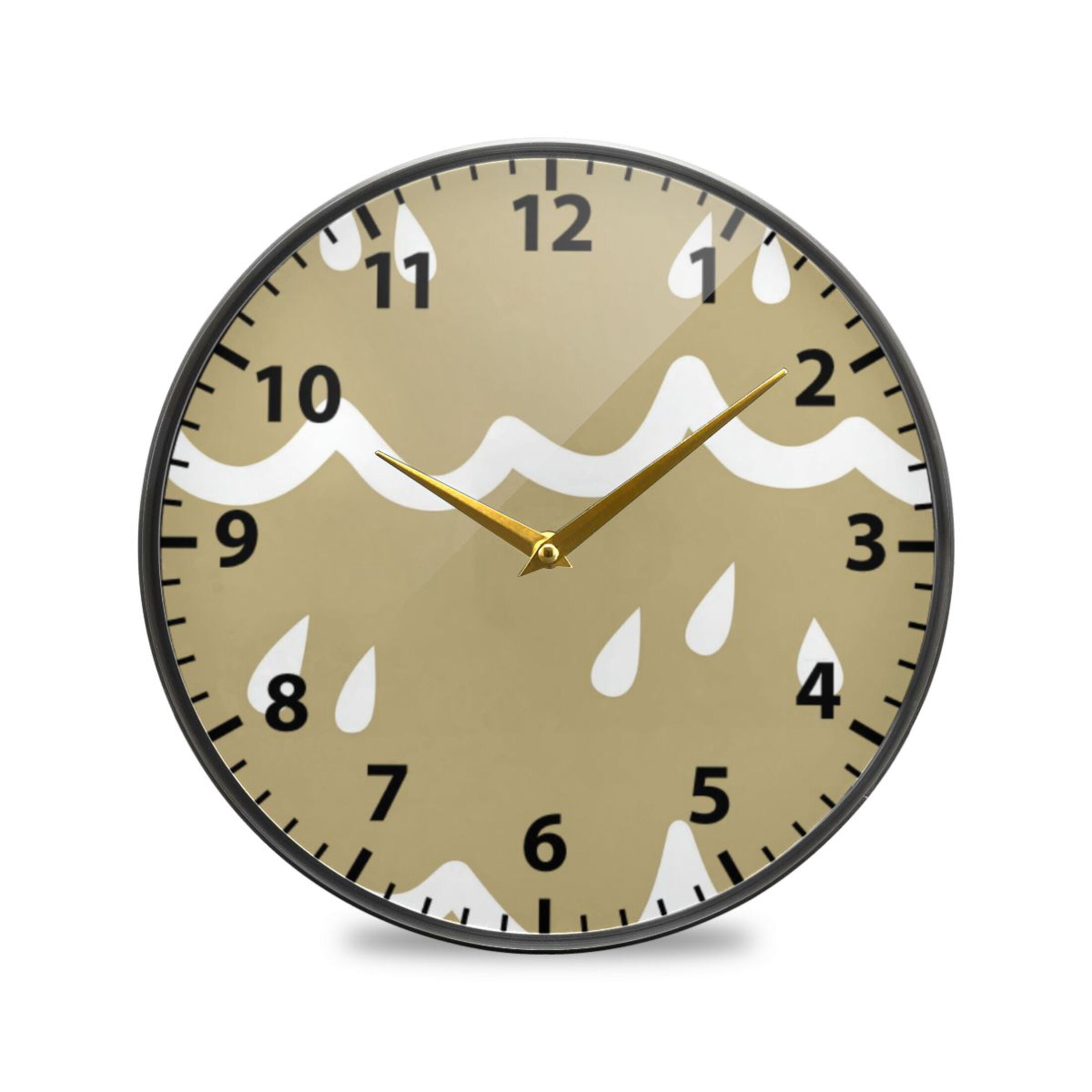 Abstract Rain Scene Wall Clock Modern Decor Acrylic Clock Golden Hands ...