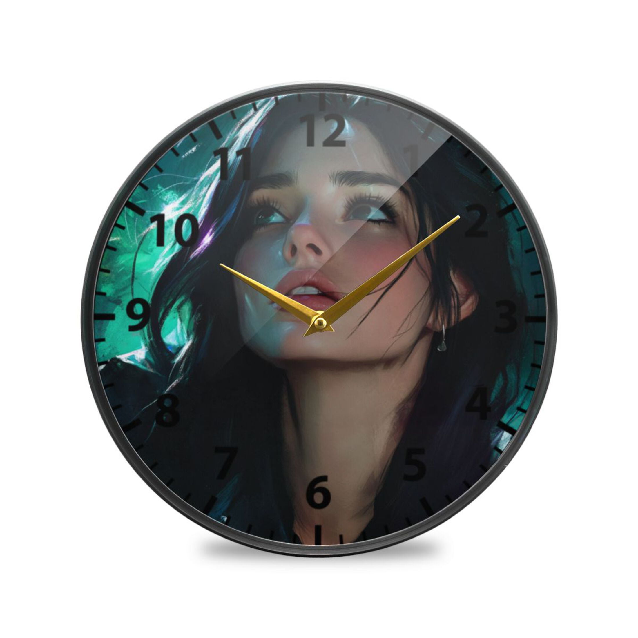 Acrylic Wall and Table Clock Anime Girl 11.9in Modern Decor with Golden ...