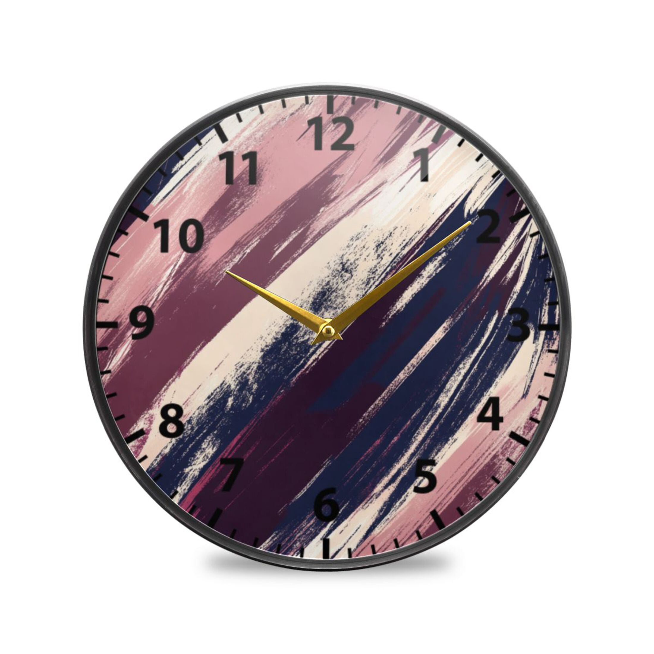 Acrylic Wall and Table Clock Art Brush Stroke Pattern 11.9in Modern ...