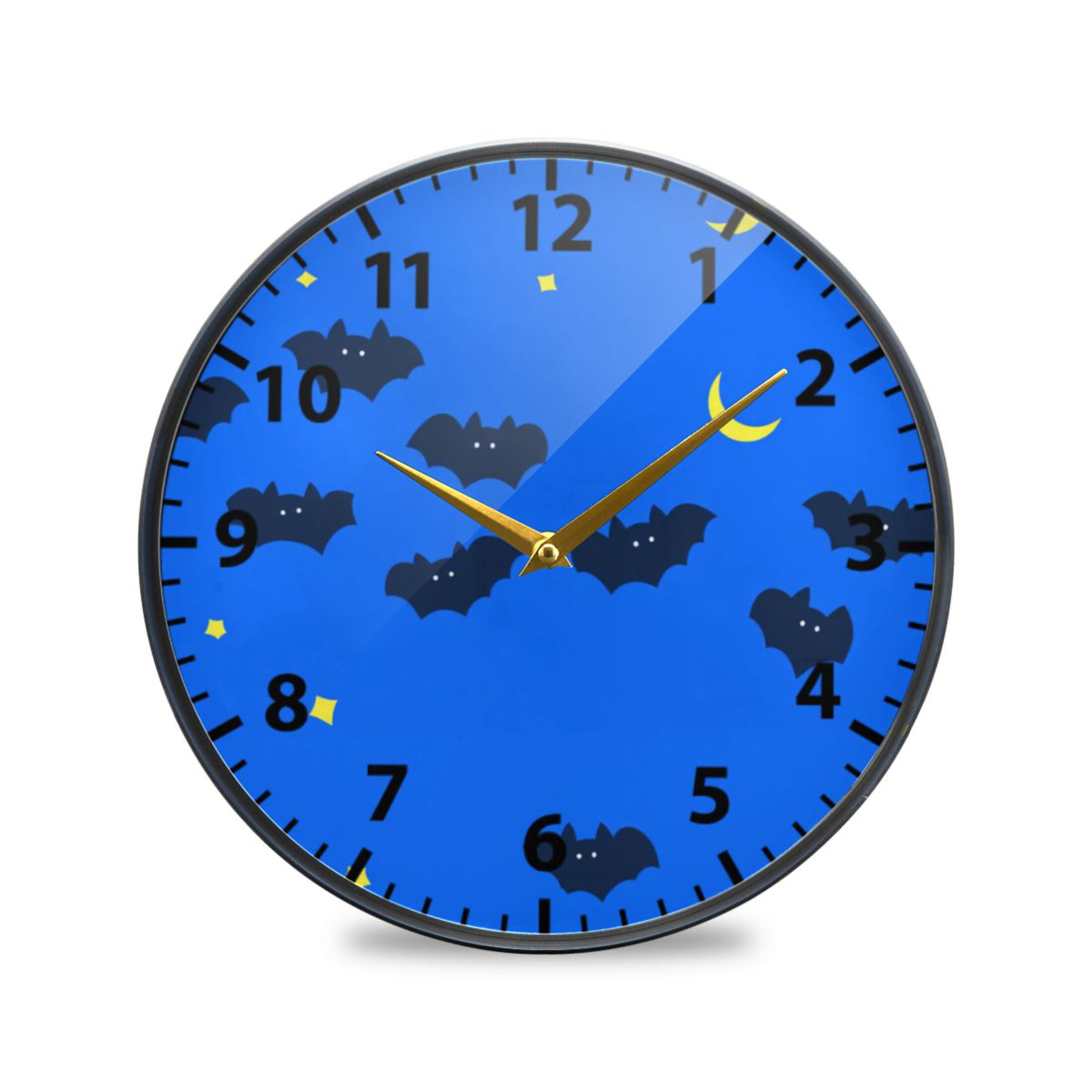 Acrylic Wall and Table Clock Bats Moons and Stars 11.9in Modern Decor ...