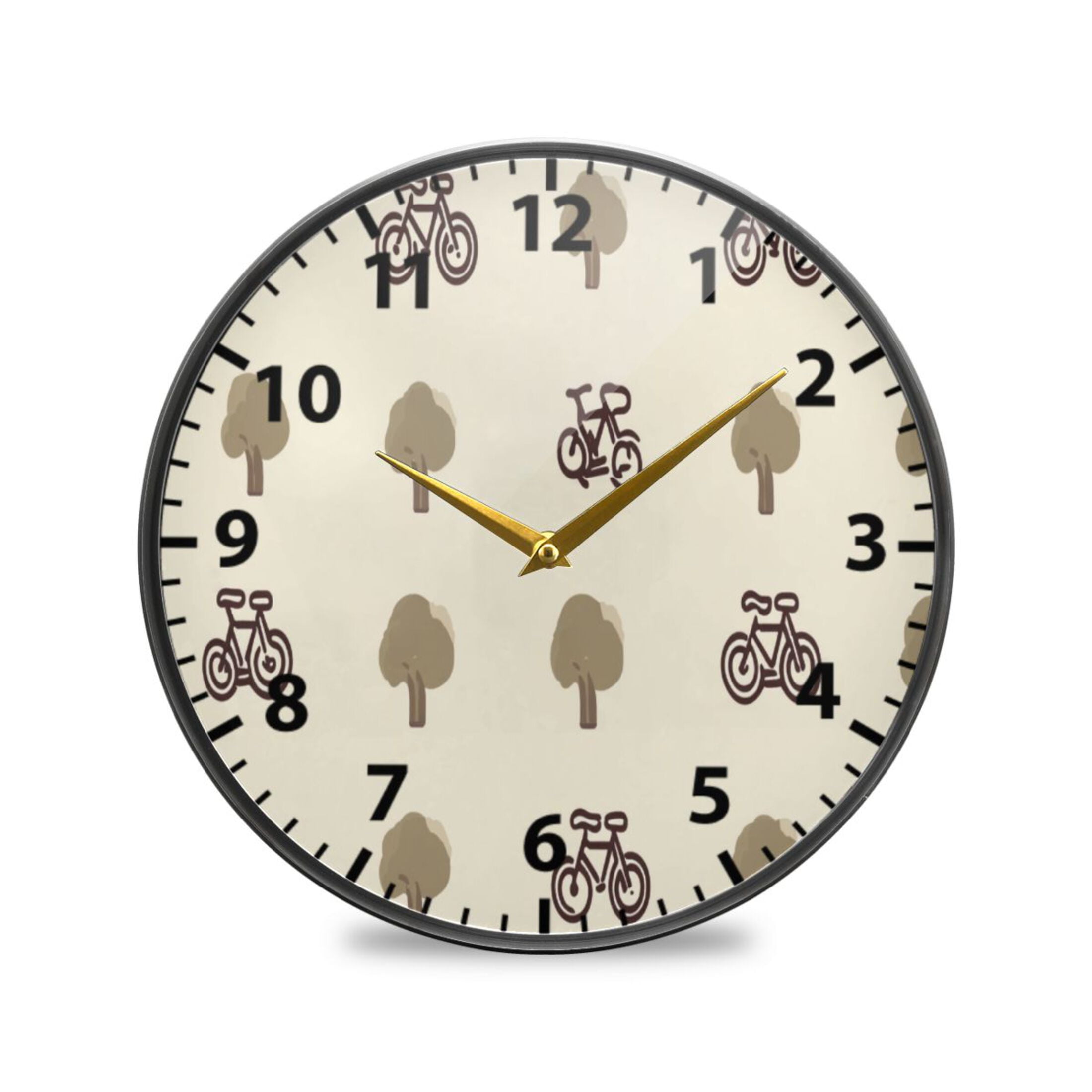 Acrylic Wall and Table Clock Bike Icons Design 9.5in Modern Decor with Golden Hands - Walmart.com