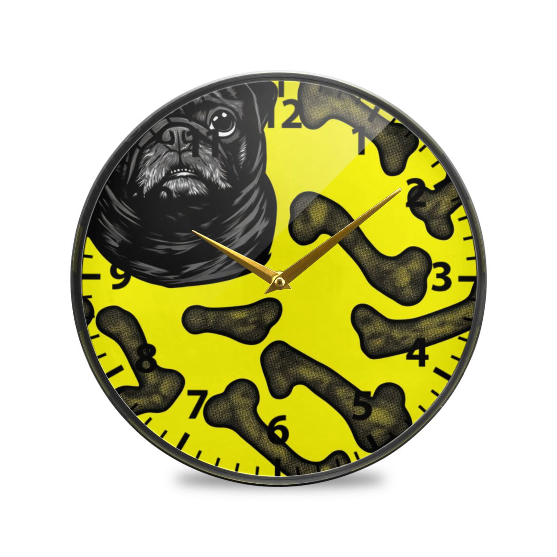 Acrylic Wall and Table Clock Black Bulldog 11.9in Modern Decor with ...