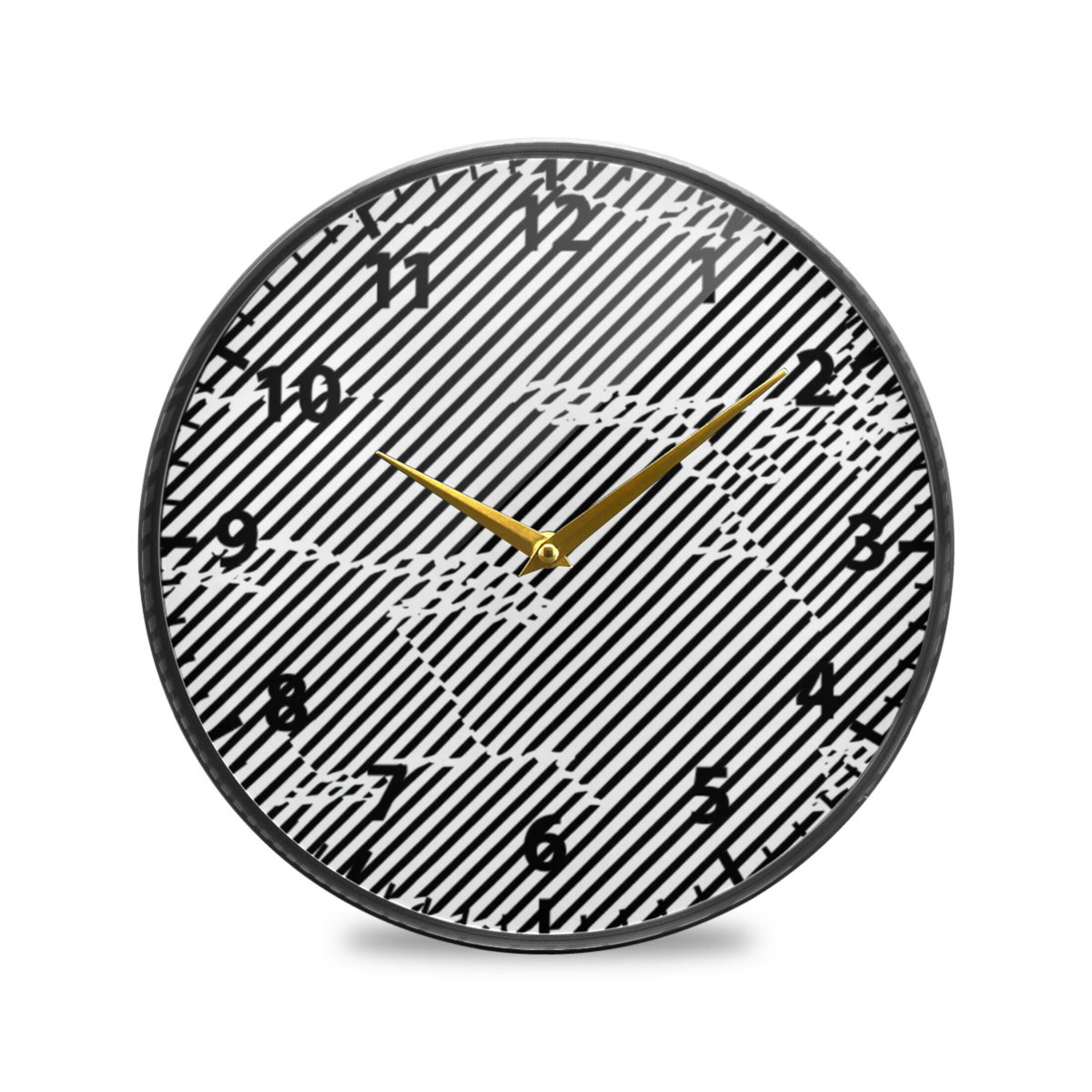 Acrylic Wall and Table Clock Black and White Stripe Design 11.9in ...
