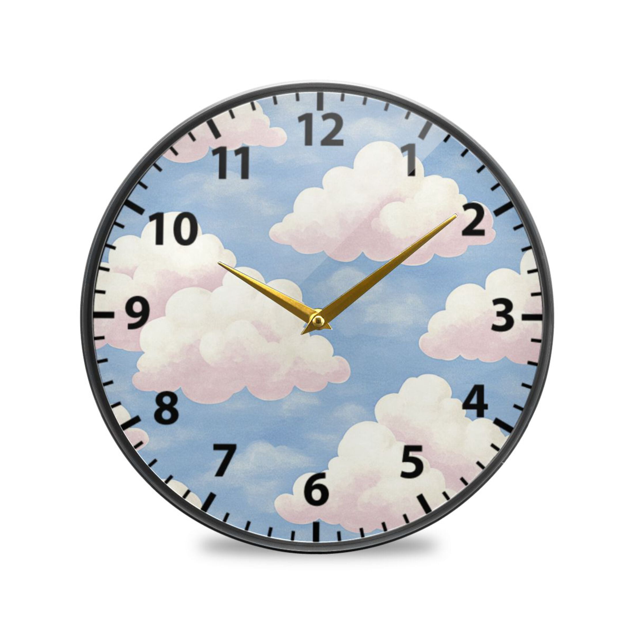 Acrylic Wall and Table Clock Blue Sky and White Clouds 11.9in Modern ...