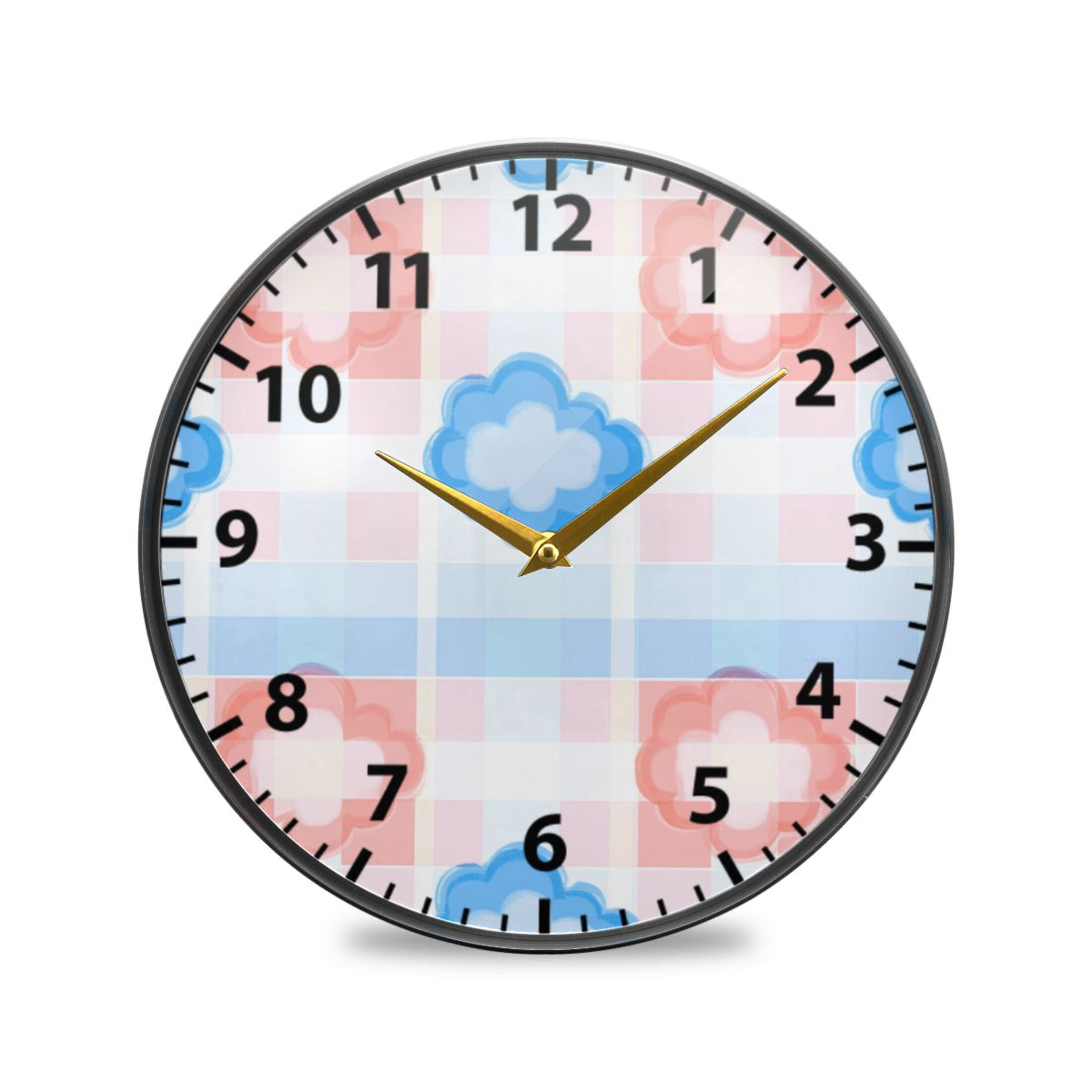Acrylic Wall and Table Clock Blue and Pink Cloud Pattern 11.9in Modern ...