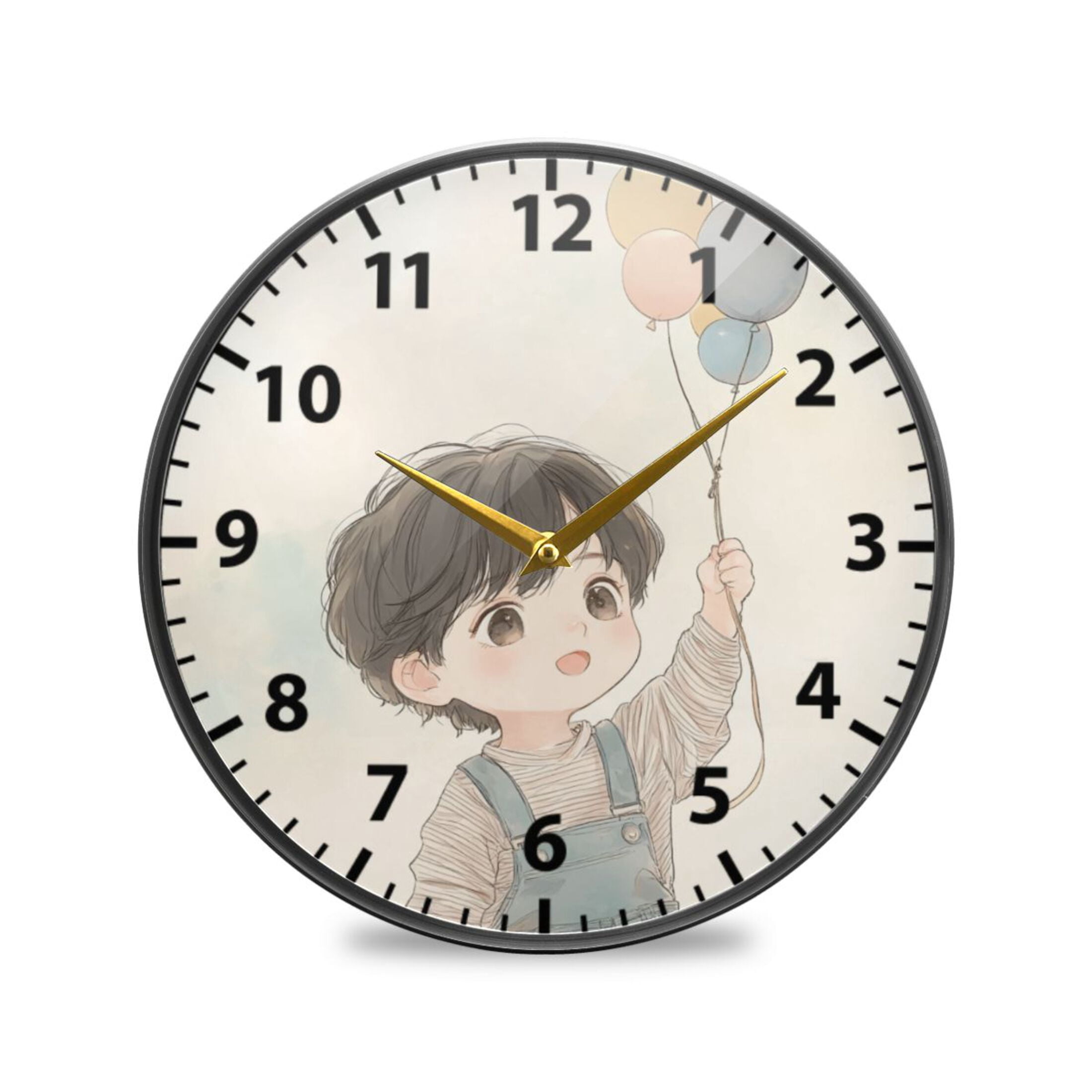 Acrylic Wall and Table Clock Boy 11.9in Modern Decor with Golden Hands ...