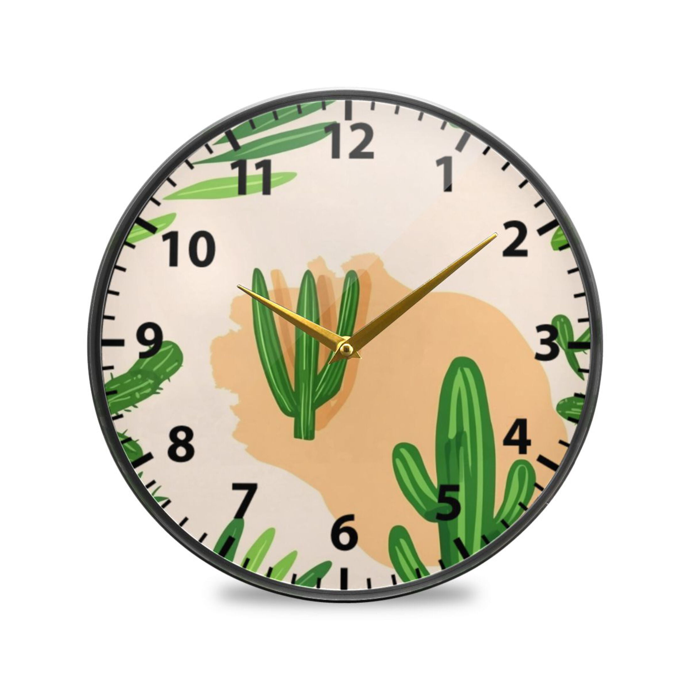 Acrylic Wall and Table Clock Cactus Pattern 11.9in Modern Decor with ...