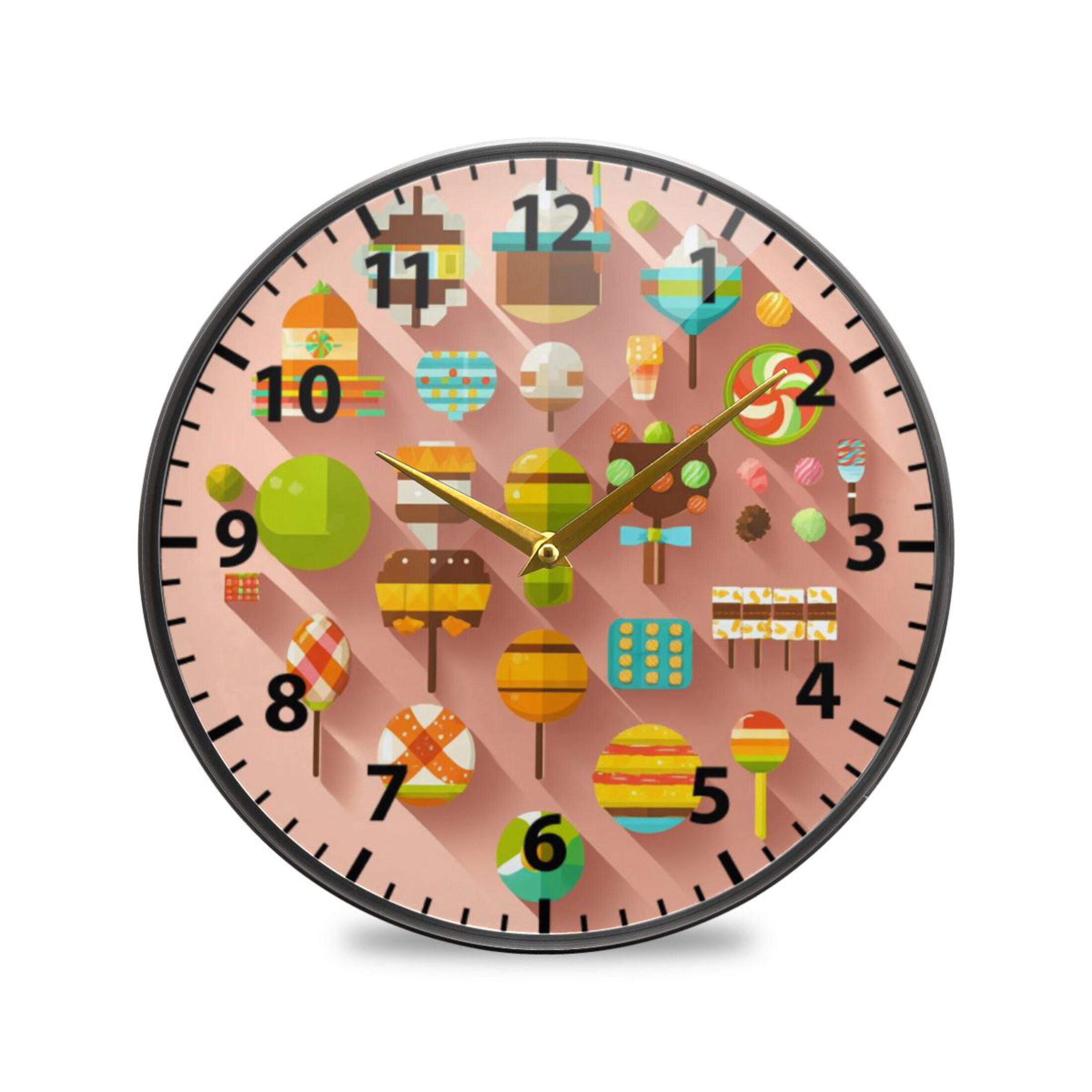 Acrylic Wall and Table Clock Candy Pattern Design 9.5in Modern Decor ...