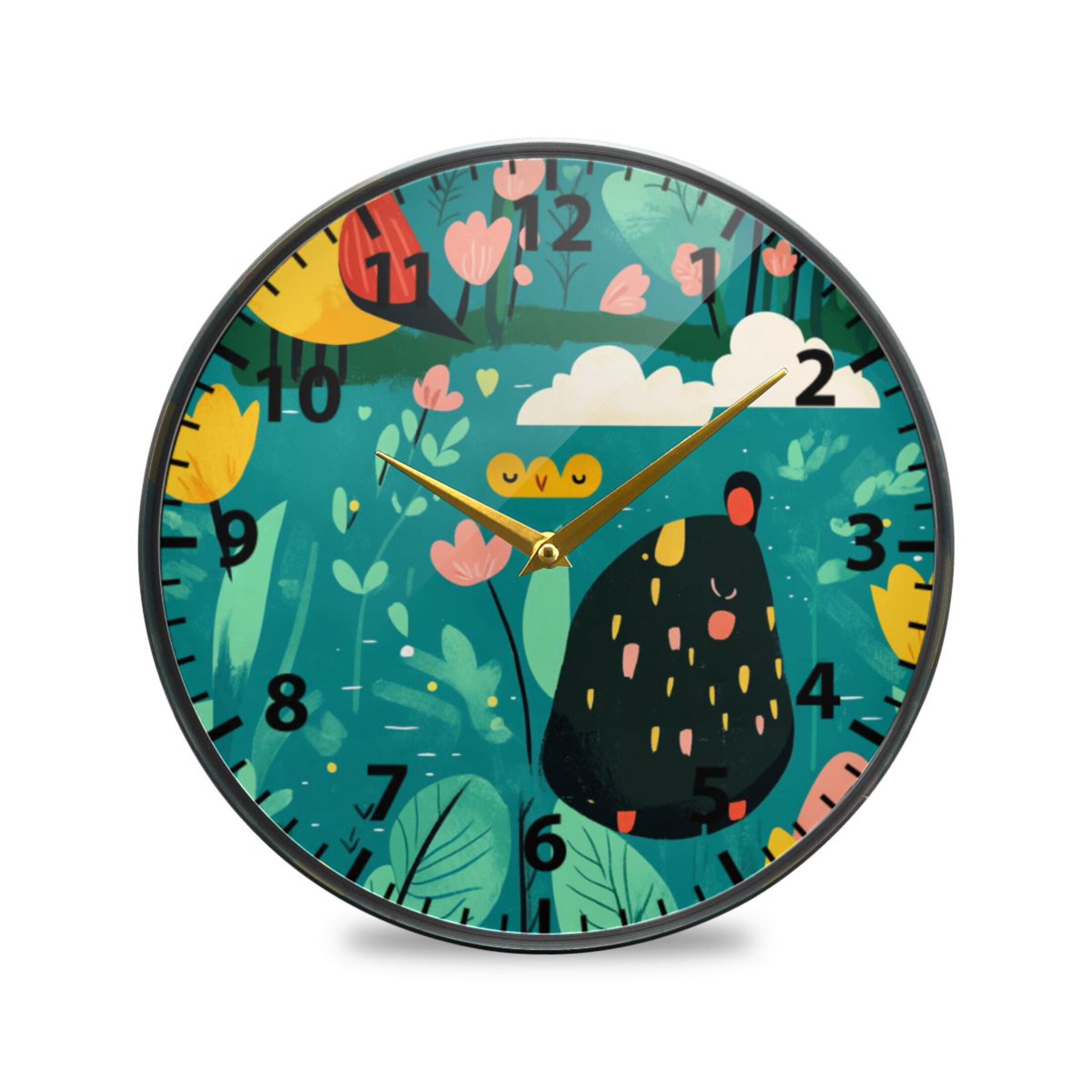 Acrylic Wall and Table Clock Cartoon Style Art Animal 11.9in Modern ...