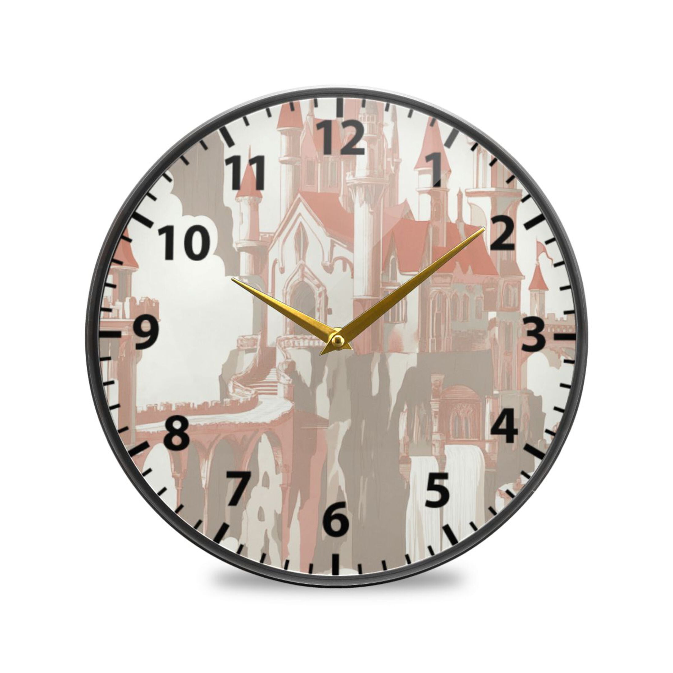 Castle Wall Clock Modern Decor Acrylic Clock Golden Hands 9.5in ...