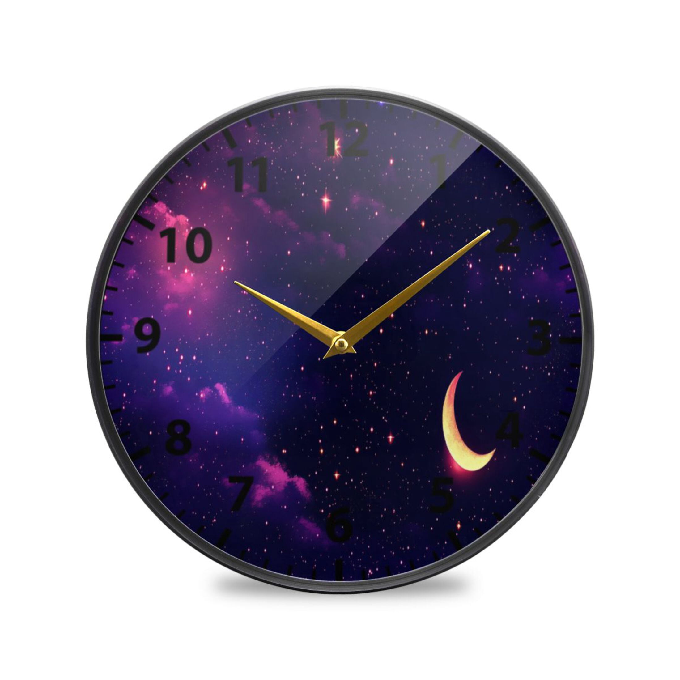 Celestial Night Sky Wall Clock Modern Decor Acrylic Clock Golden Hands ...