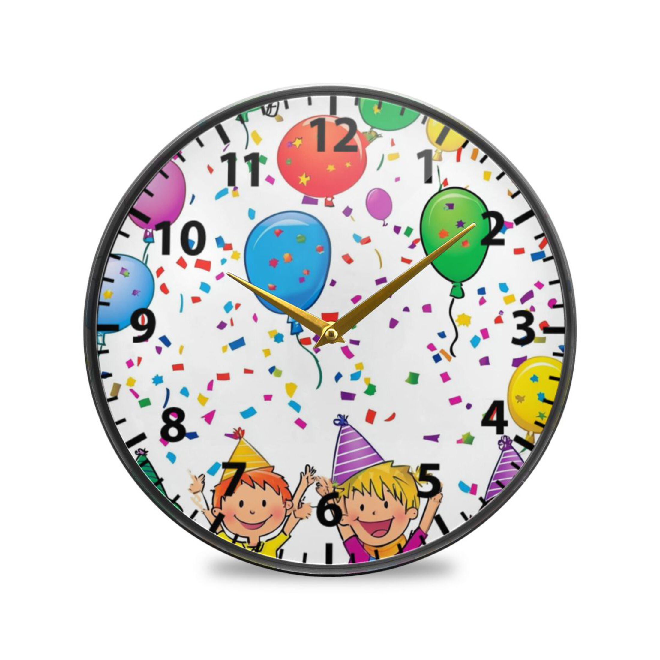 Acrylic Wall and Table Clock Children Celebrate The Party 9.5in Modern ...