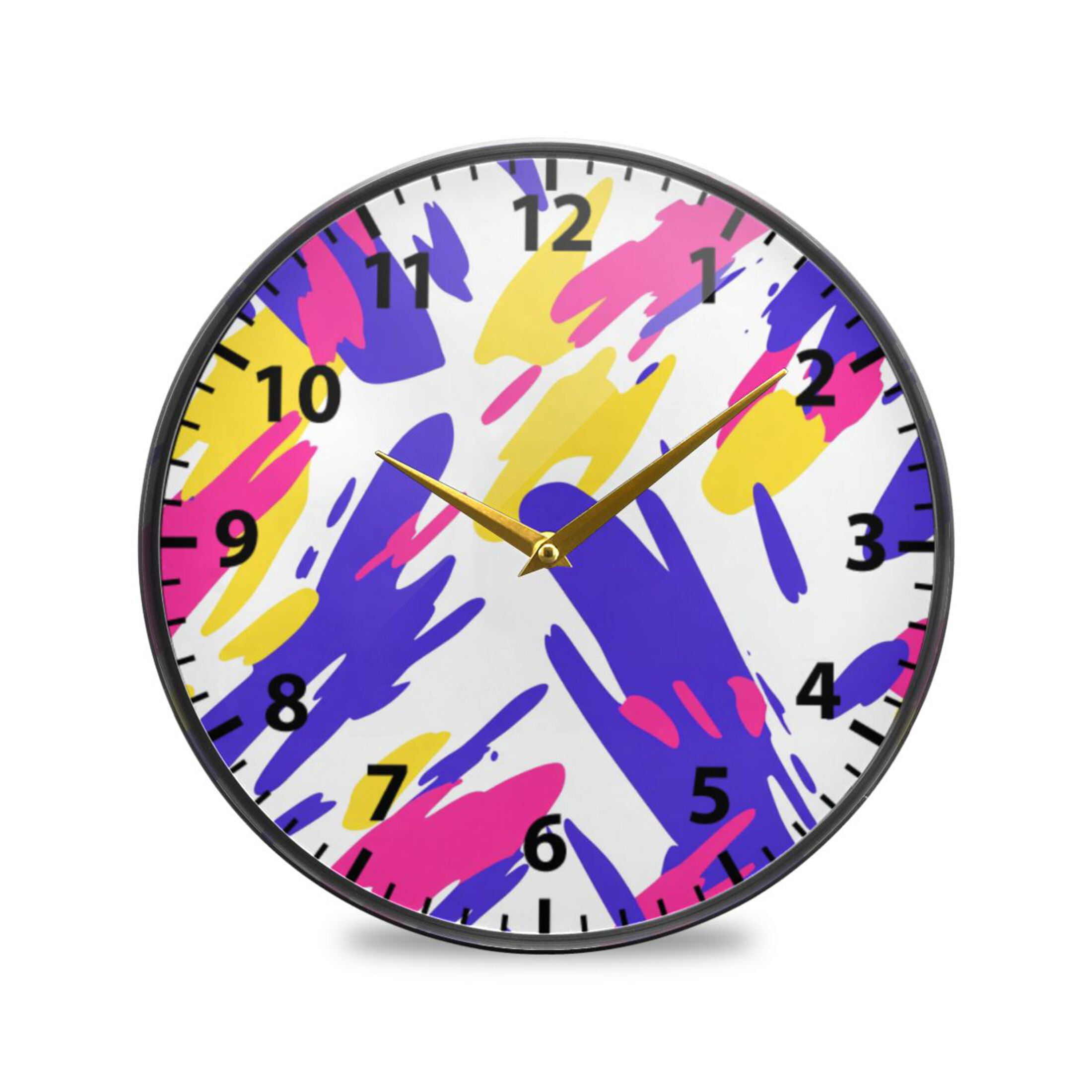 Acrylic Wall and Table Clock Colorful Abstract Brush Strokes 11.9in ...