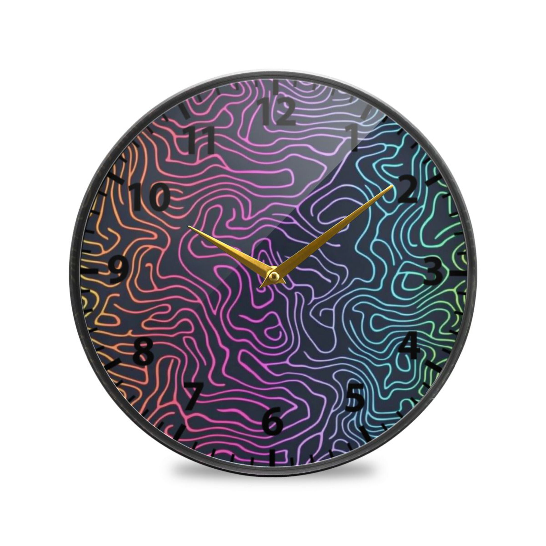 Colorful Abstract Line Wall Clock Modern Decor Acrylic Clock Golden ...