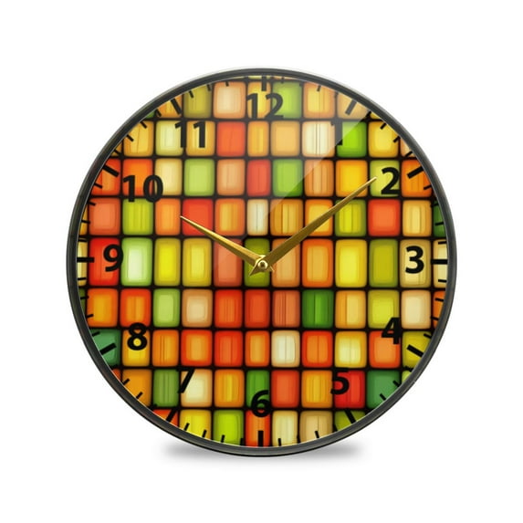 Acrylic Wall and Table Clock Colorful Abstract Square Pattern 9.5in ...
